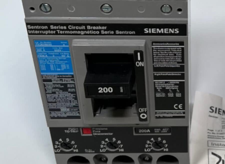 Siemens FXD63B200 200A 600V FXD6-A 3 Pole Sentron Series Circuit Breaker - USED - Max Marine ...