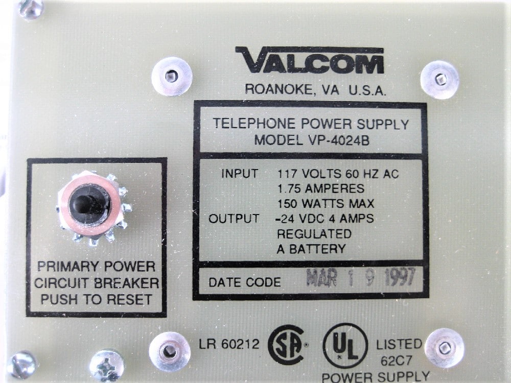 Valcom 24 Volt Power Supply VP-4024B - w/ Rackmount Ears - Used - Free ...