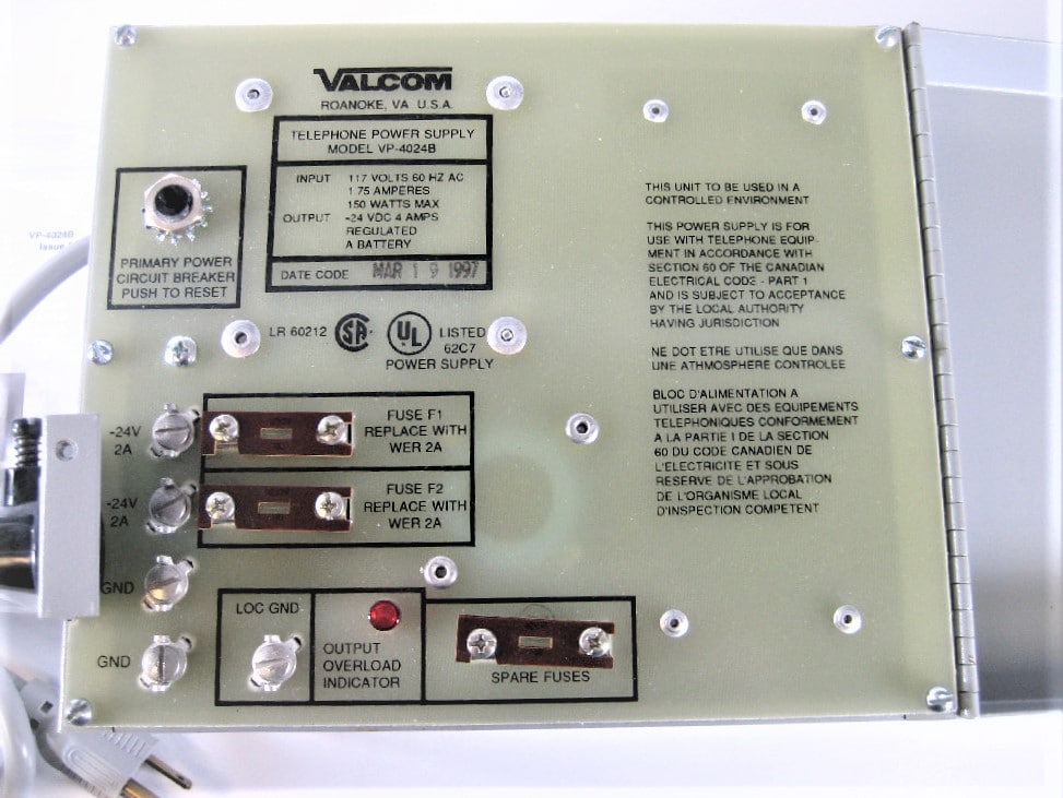 Valcom 24 Volt Power Supply VP-4024B - w/ Rackmount Ears - Used - Free ...