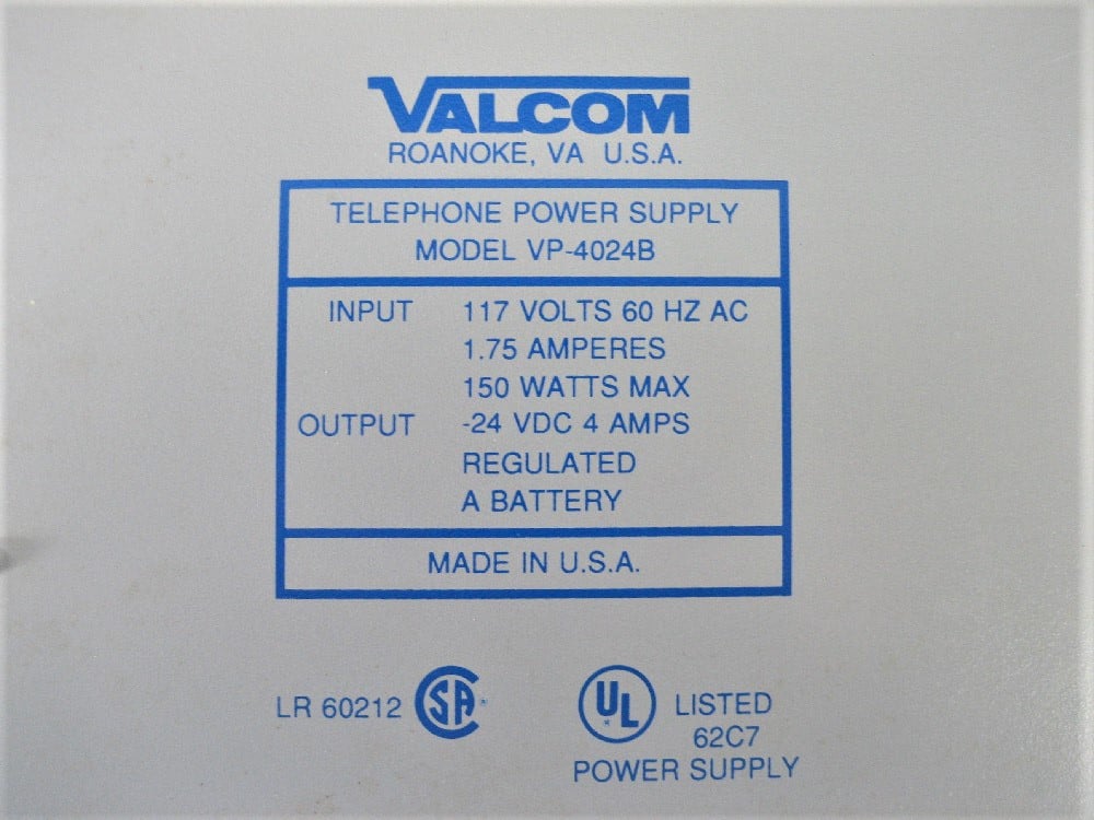 Valcom 24 Volt Power Supply VP-4024B - w/ Rackmount Ears - Used - Free ...