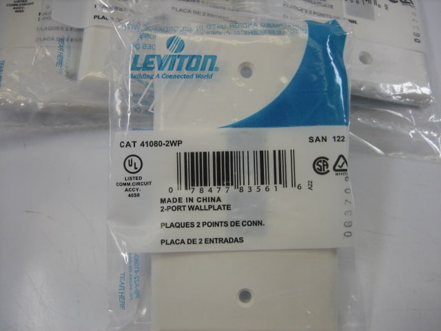 Leviton 41080-2WP White Quickport Single-Gang 2-Port WallPlate *Lot of ...