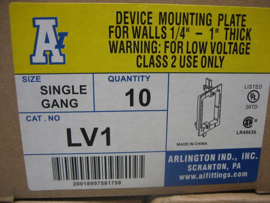 Arlington LV1 Single Gang *LOT OF 35* Low Voltage Wall Plates Mounting ...