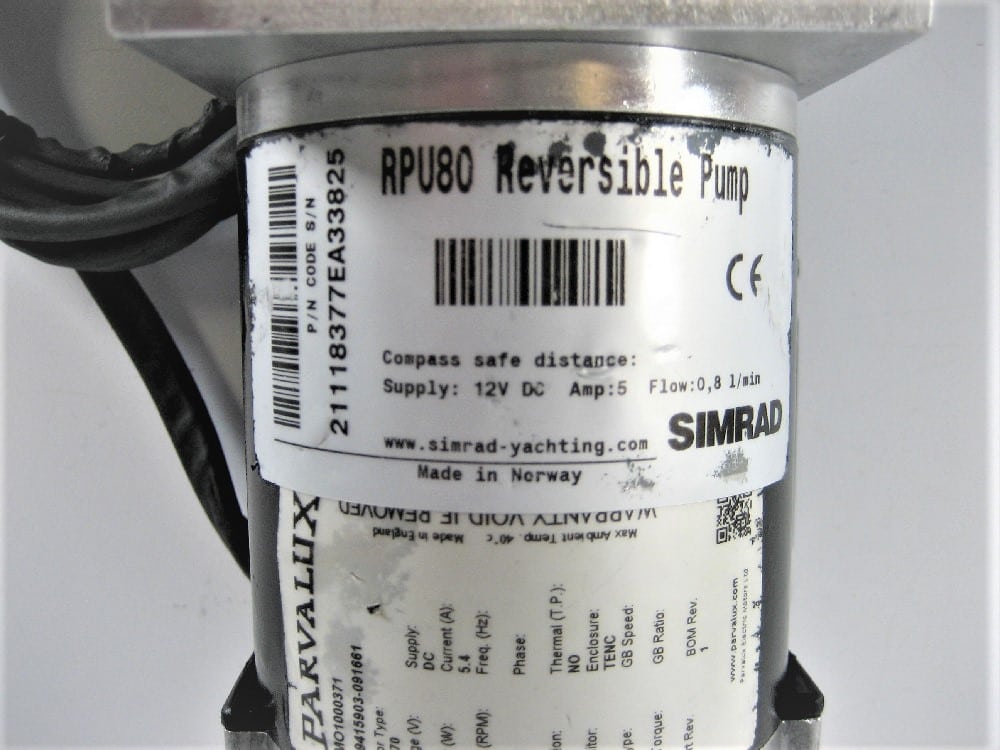 Simrad-RPU80 Boat Autopilot Pump Reversible - 12VDC - PN2111837 ...