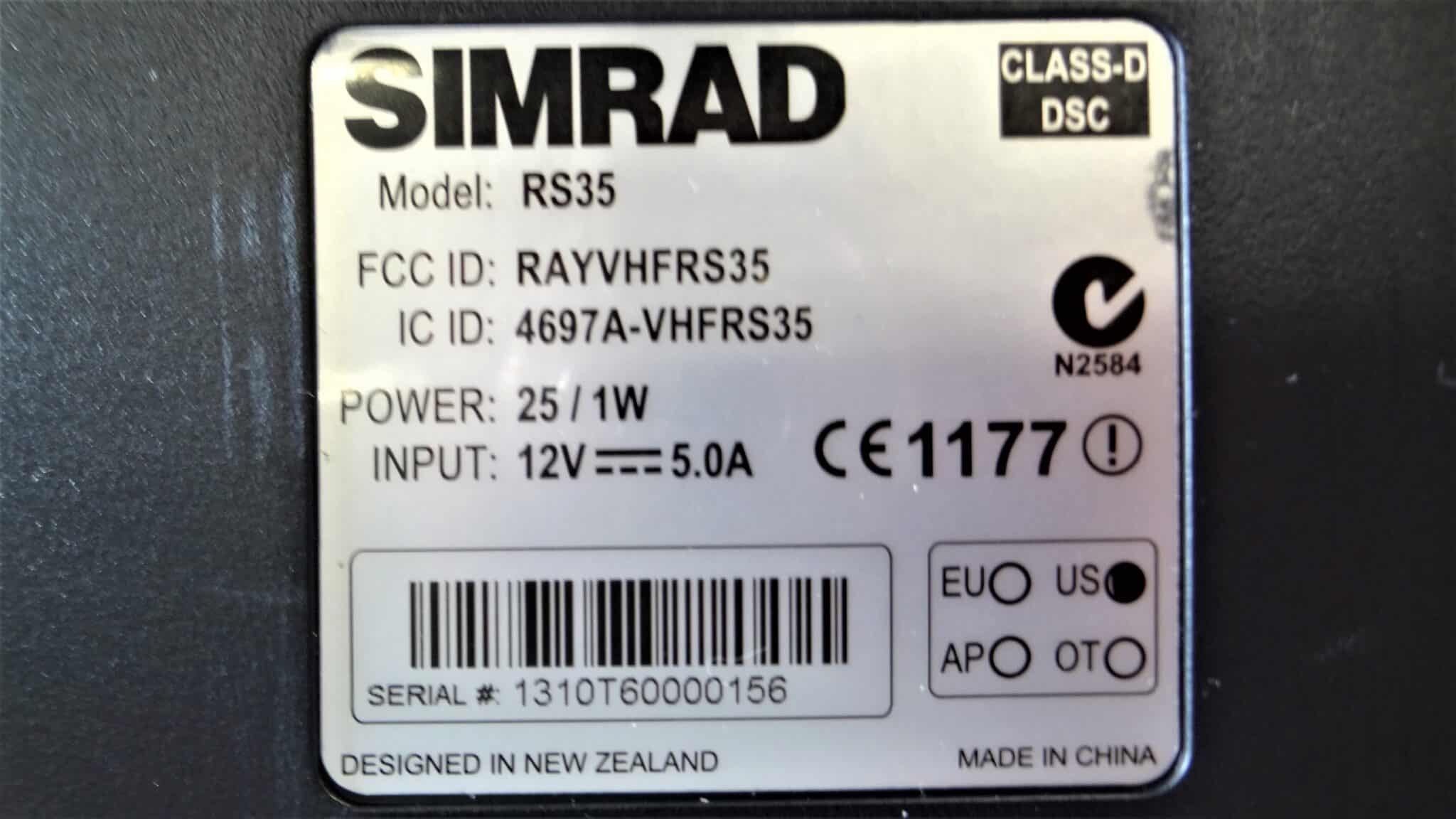 Simrad RS35 Submersible Marine VHF Radio Transceiver Unit with Hand Mic ...