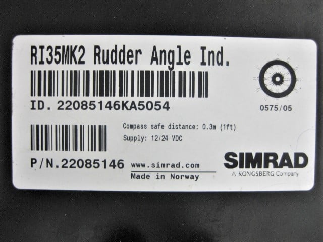 Simrad Robertson - Rudder Indicator RI35 MK2 - 22085146-Tested/90 Day ...