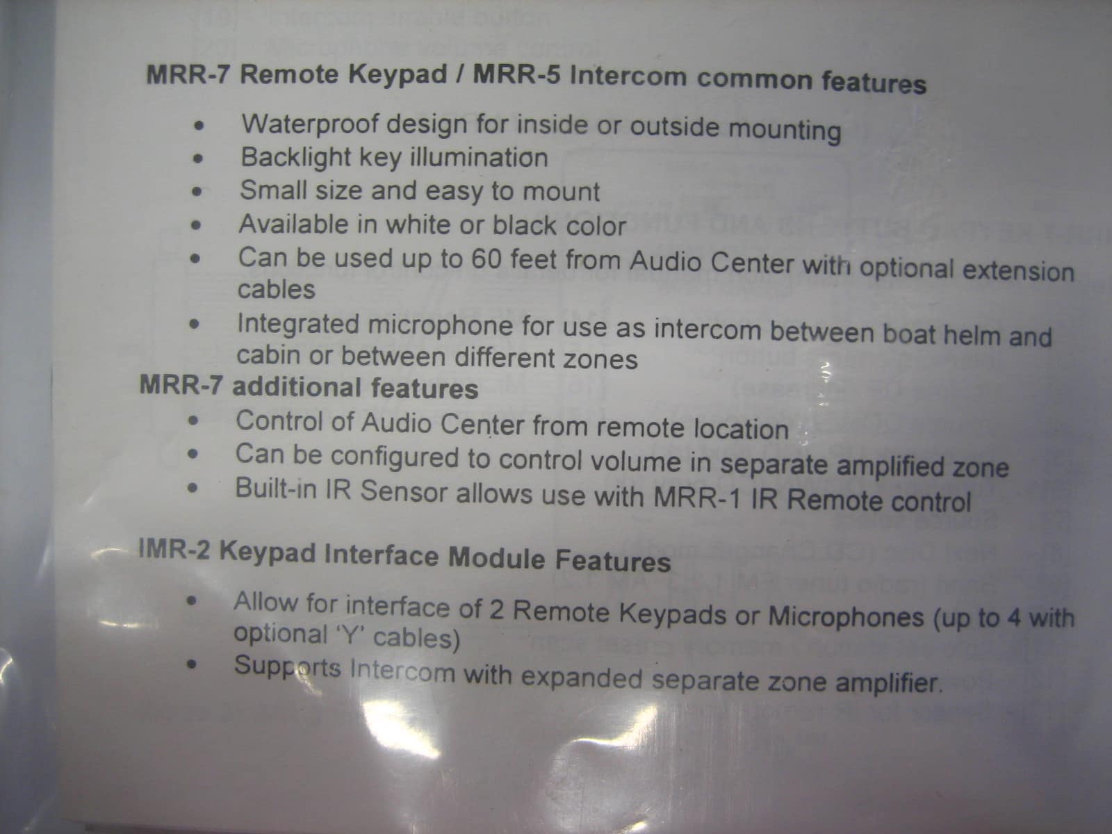 Poly Planar IMR 2 I-MR-2 Wired Keypad Interface (for MRR-7 & MRR-5 ...