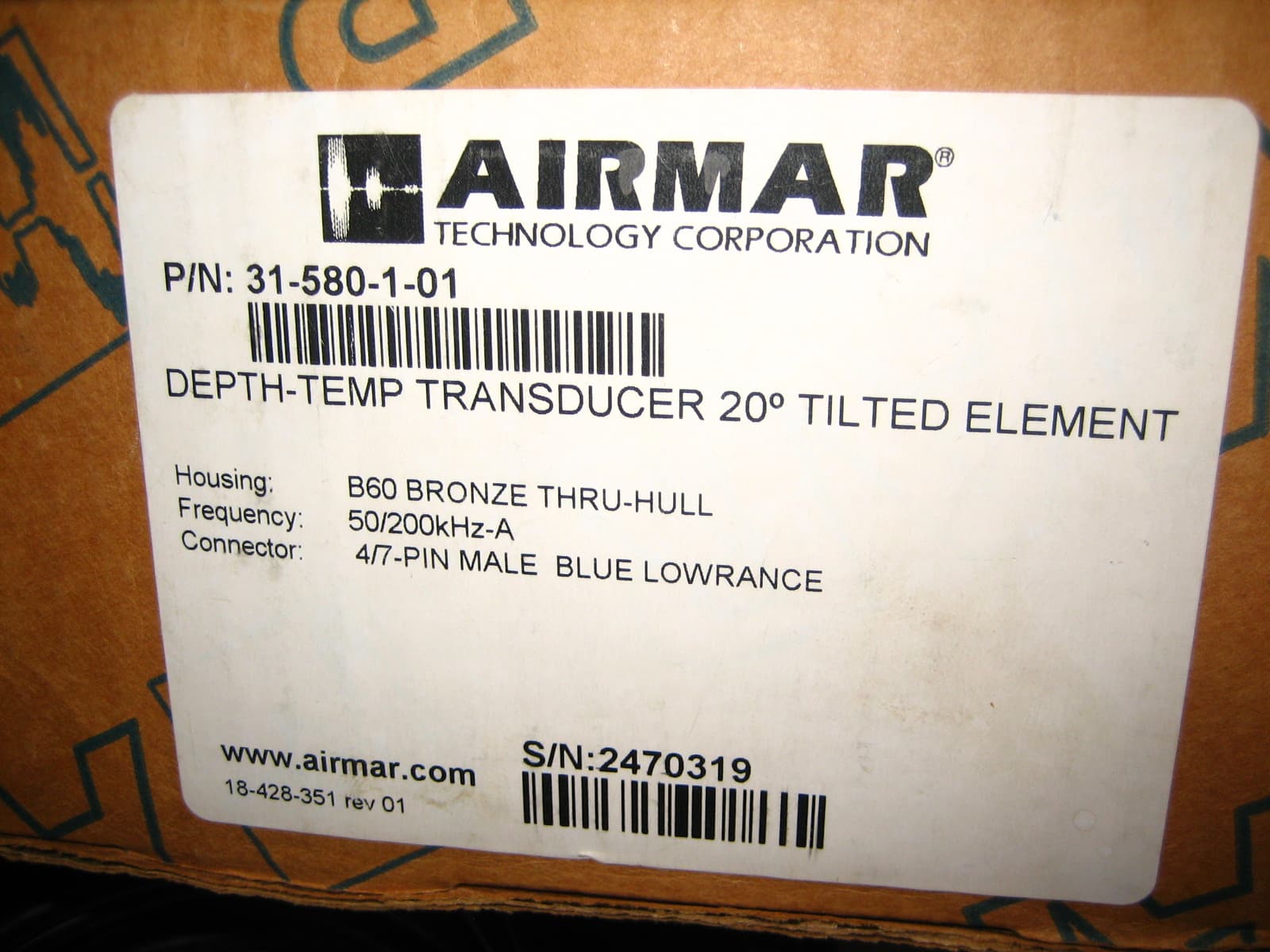 Navico Simrad Lowrance B&G Airmar *NEW* B60-20-BL 20° Transducer f/ NSS ...