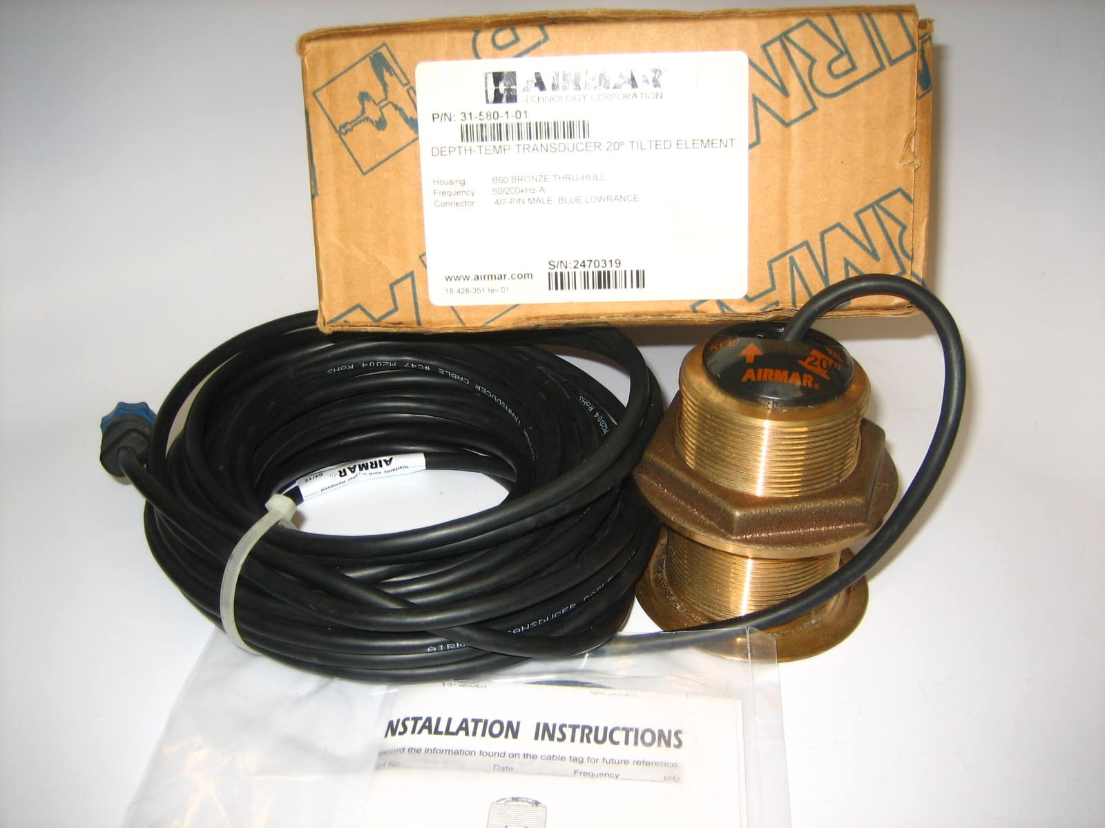 Navico Simrad Lowrance B&G Airmar *NEW* B60-20-BL 20° Transducer f/ NSS ...