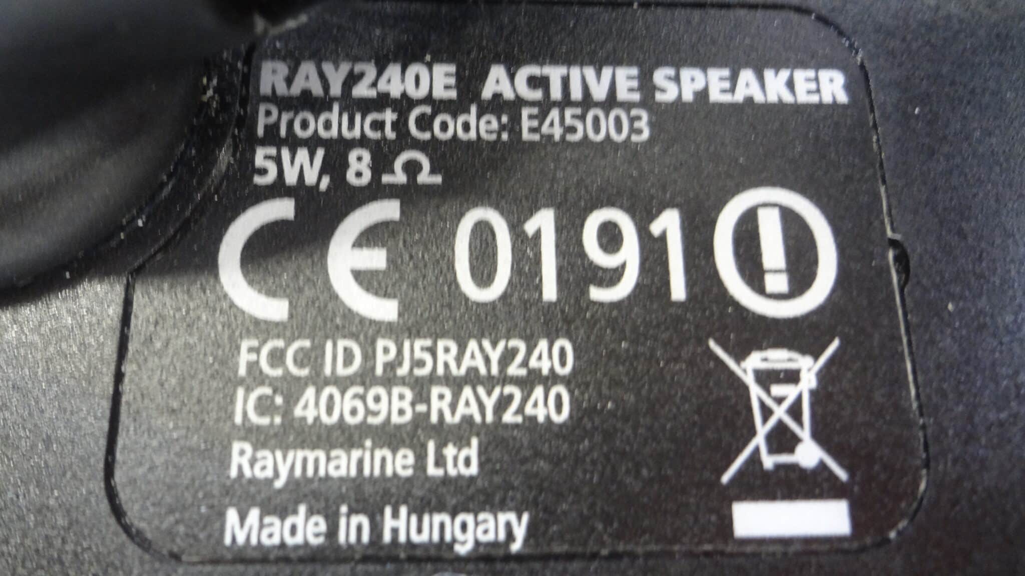 Raymarine RAY240 Ray240E Active Marine VHF Speaker E42001- Working ...