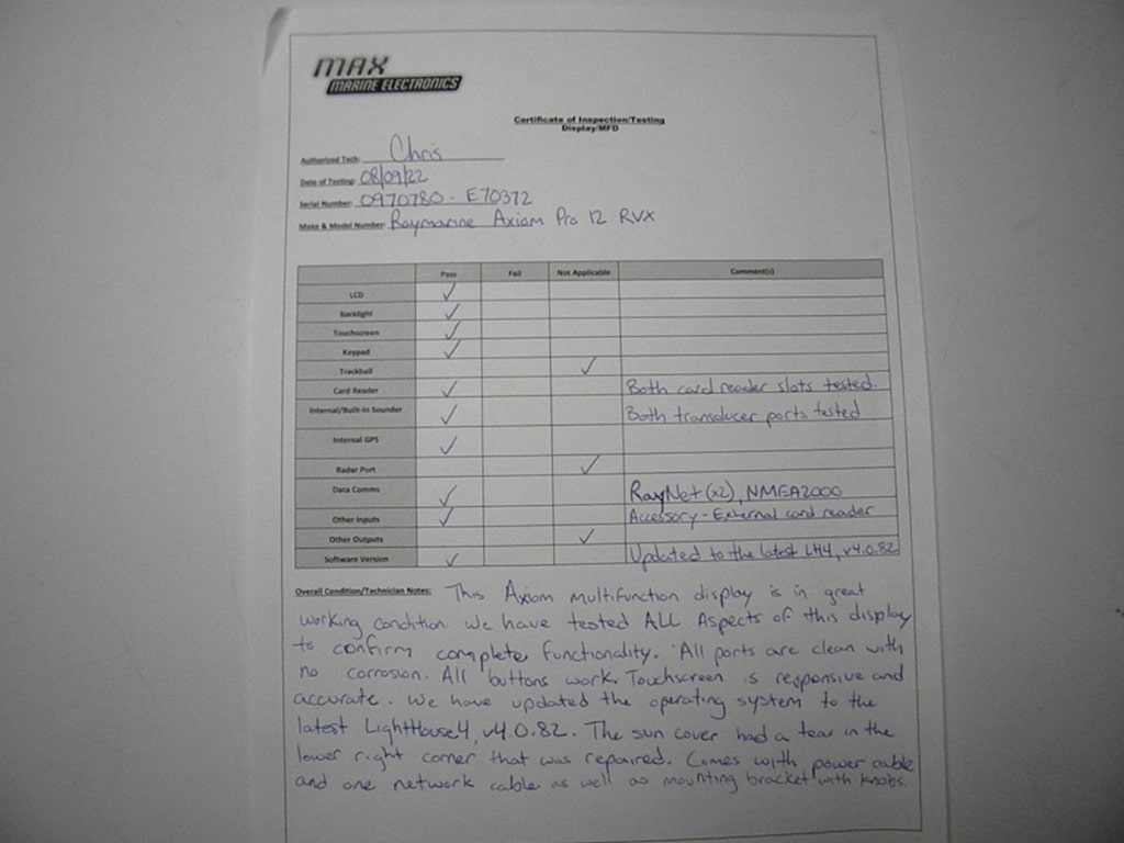 Raymarine Axiom 12 Pro RVX HybridTouch MFD -E70372- Tested - 90 Day ...