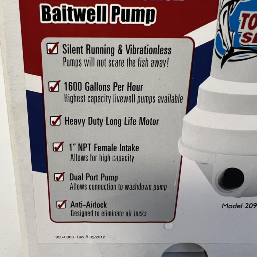 RULE 209FDP 1600 GPH TOURNAMENT SERIES LIVEWELL BAITWELL MARINE WATER ...