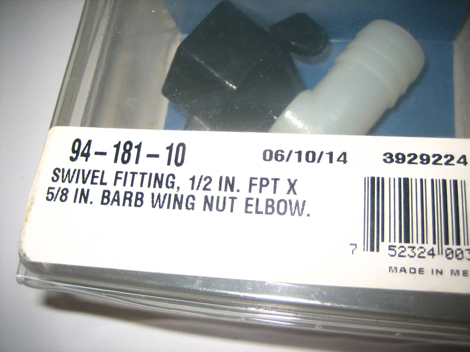 SHURflo 94-181-10 1/2" FPT x 5/8" Hose Barb with Wing Nut 90 Degree ...