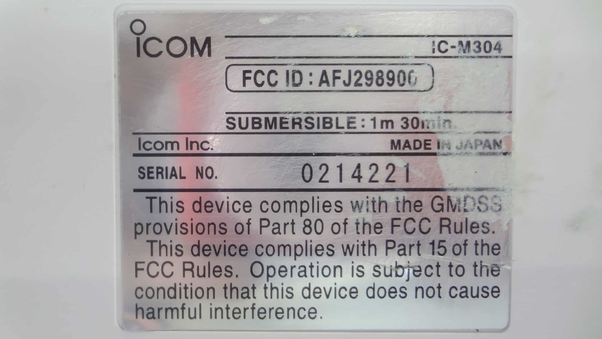 Icom IC-M304 VHF Transceiver Unit W/ HM-164SW Hand Mic