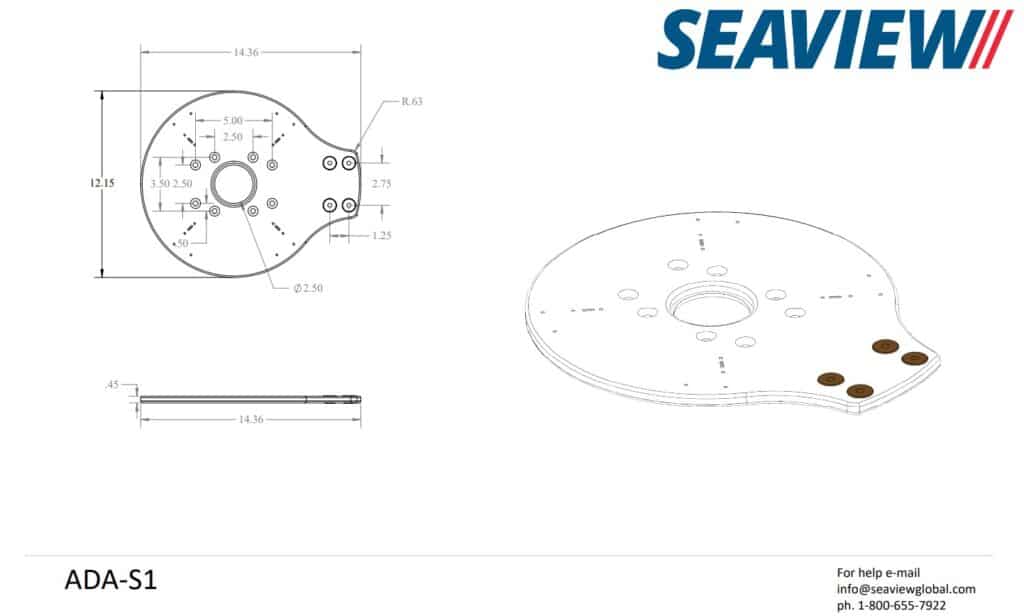 Seaview ADA-S1 **OPEN BOX** Modular Plate for Small KVH Intellian etc ...