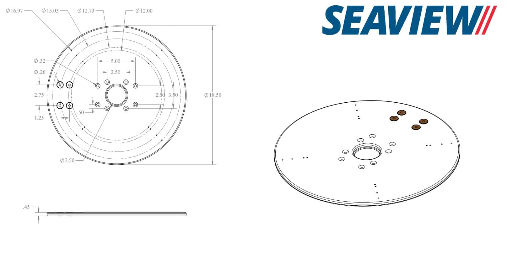 Seaview ADA-S2 **BLEM** Modular Plate for KVH Intellian etc 18" 24 ...