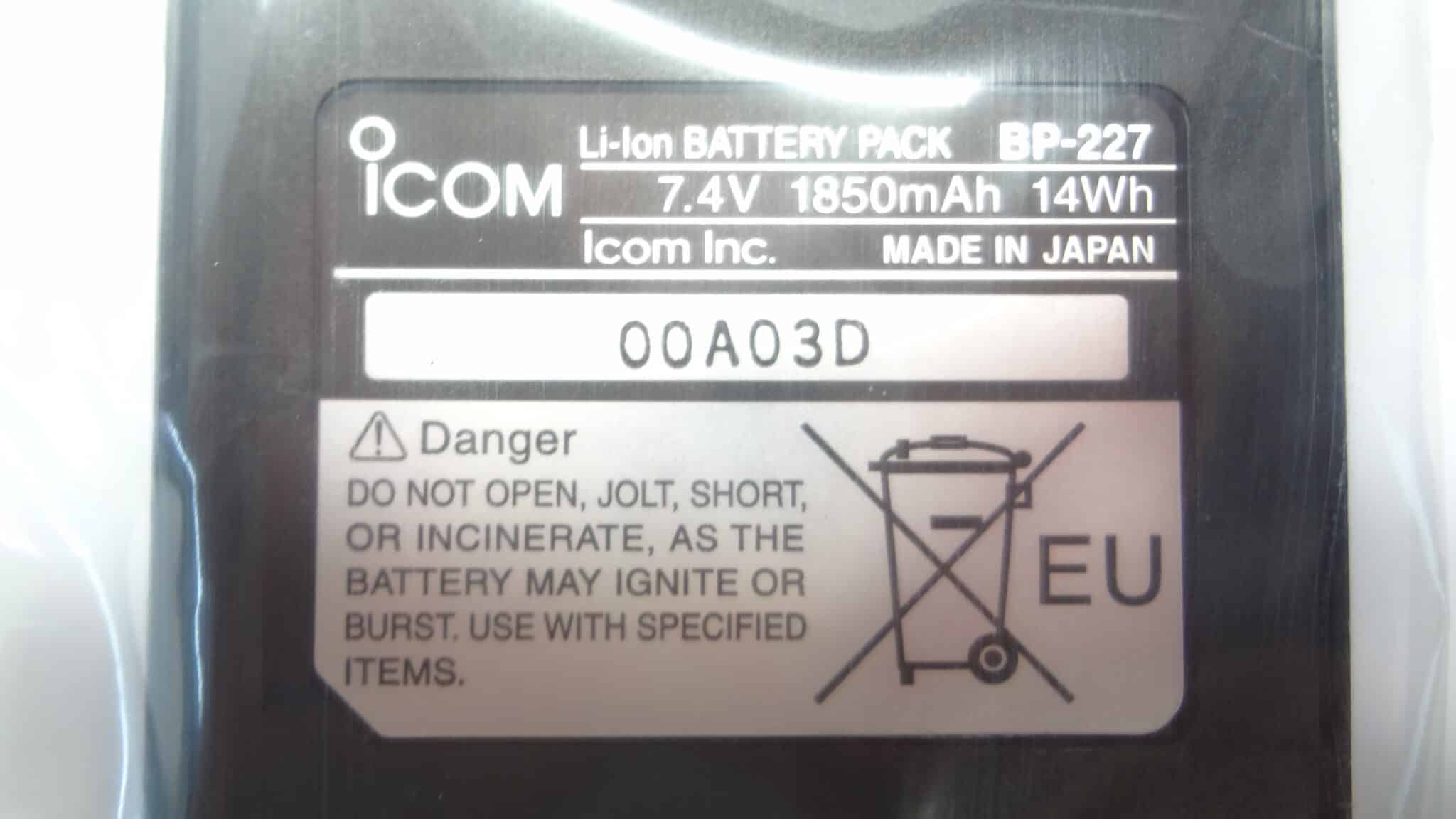 Icom Li-ion Battery Pack BP-227 For Handheld Icom VHF Radio Icom IC-M88 ...