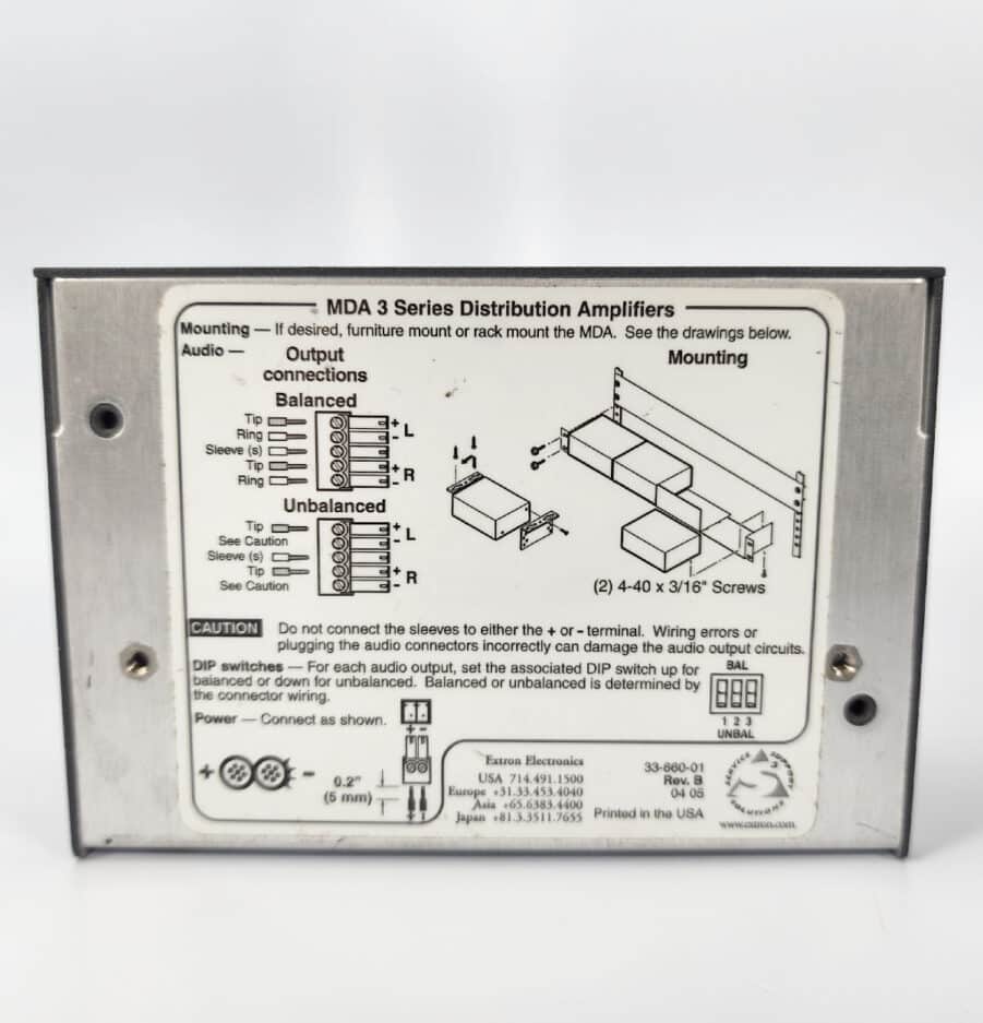 Extron MDA 3A - 3 Output Stereo Audio Distribution Amplifier - 60-440 ...