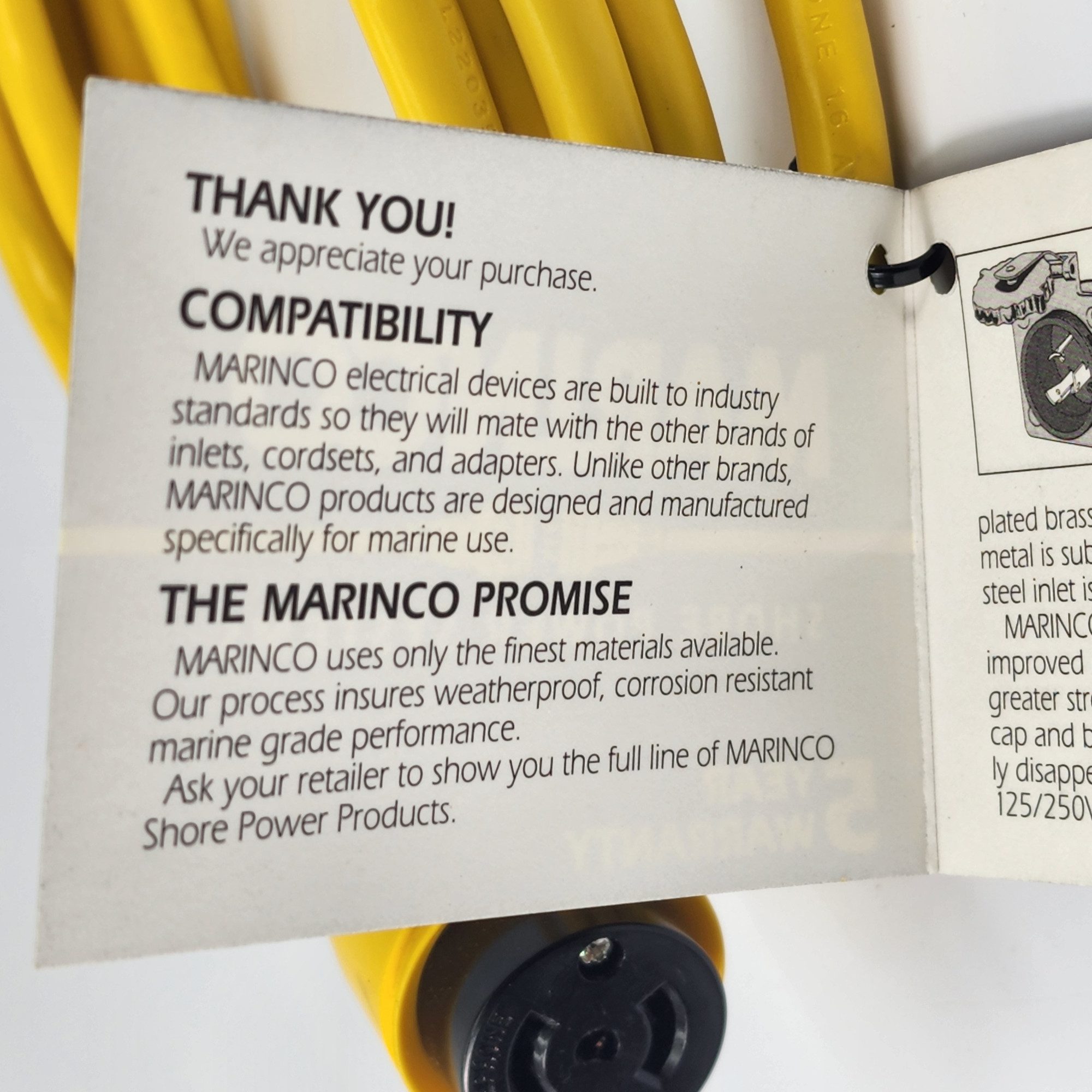 Marinco Marine ShorePower Cordset 30A 125V 12' Yellow PN:199116 - New ...