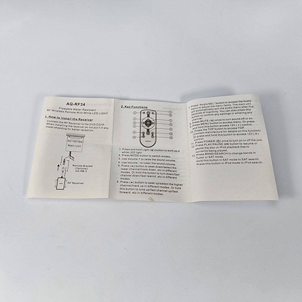 Aquatic AV AQ-RF-34 Floatable Marine RF Remote with RF Receiver - New ...