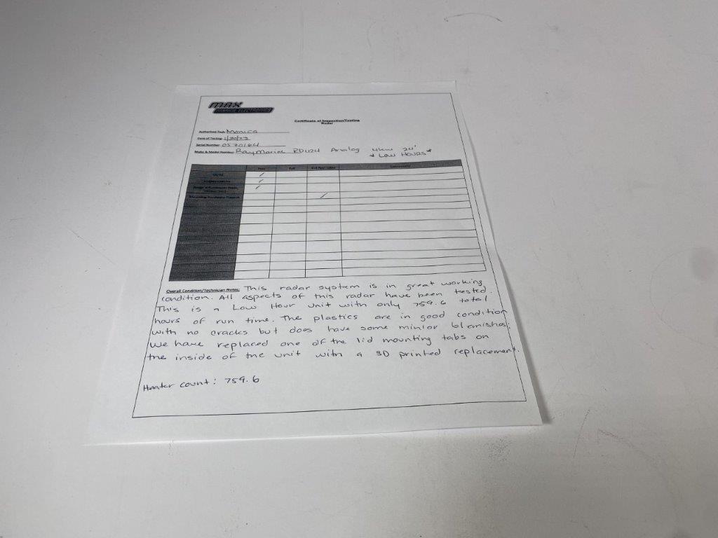 Raymarine RD424 4KW 24'' Analog Radar Core E52067 *LOW HOURS* Tested ...