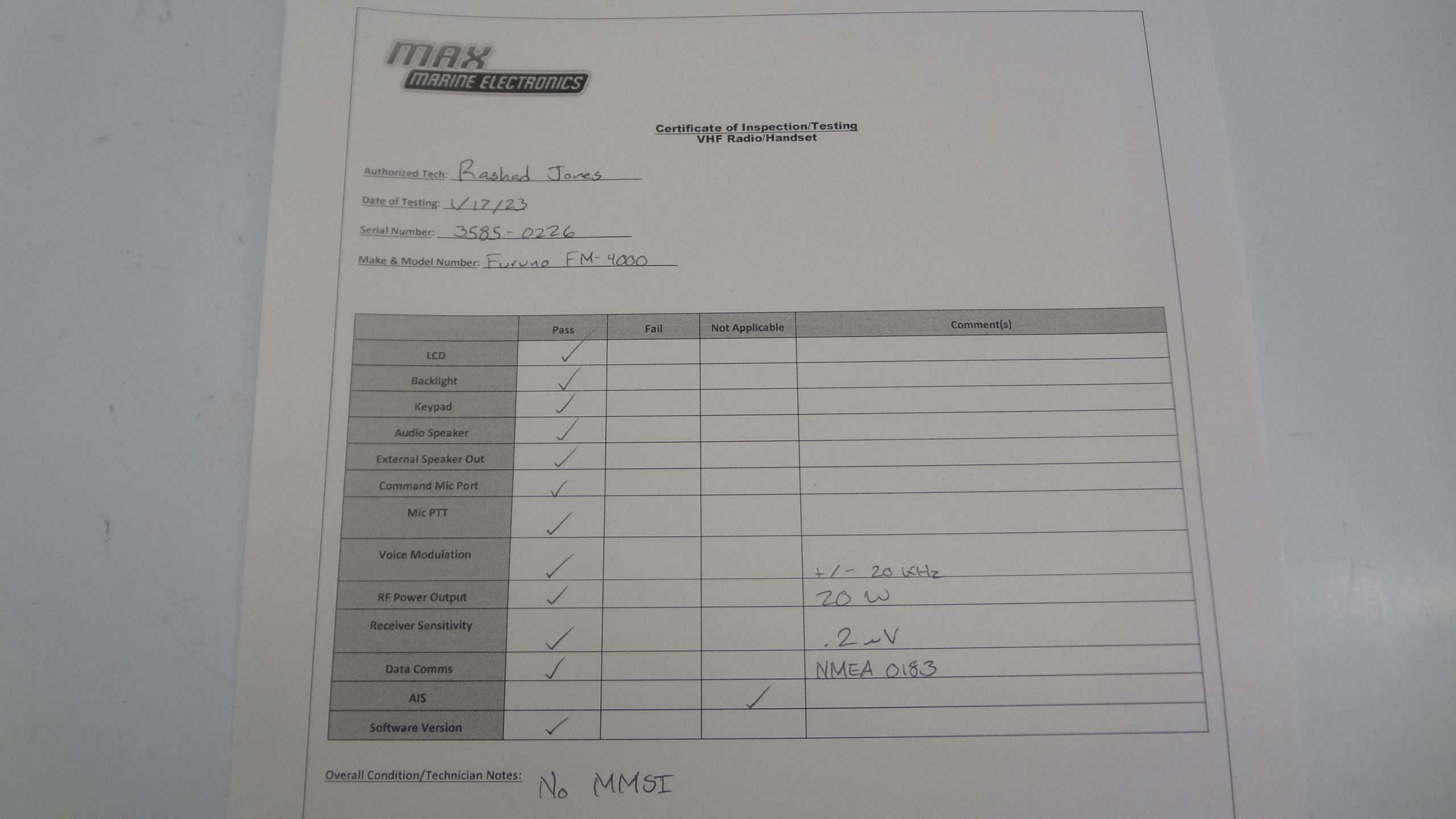 Furuno FM-4000 Submersible Marine VHF Radiotelephone Transceiver w ...