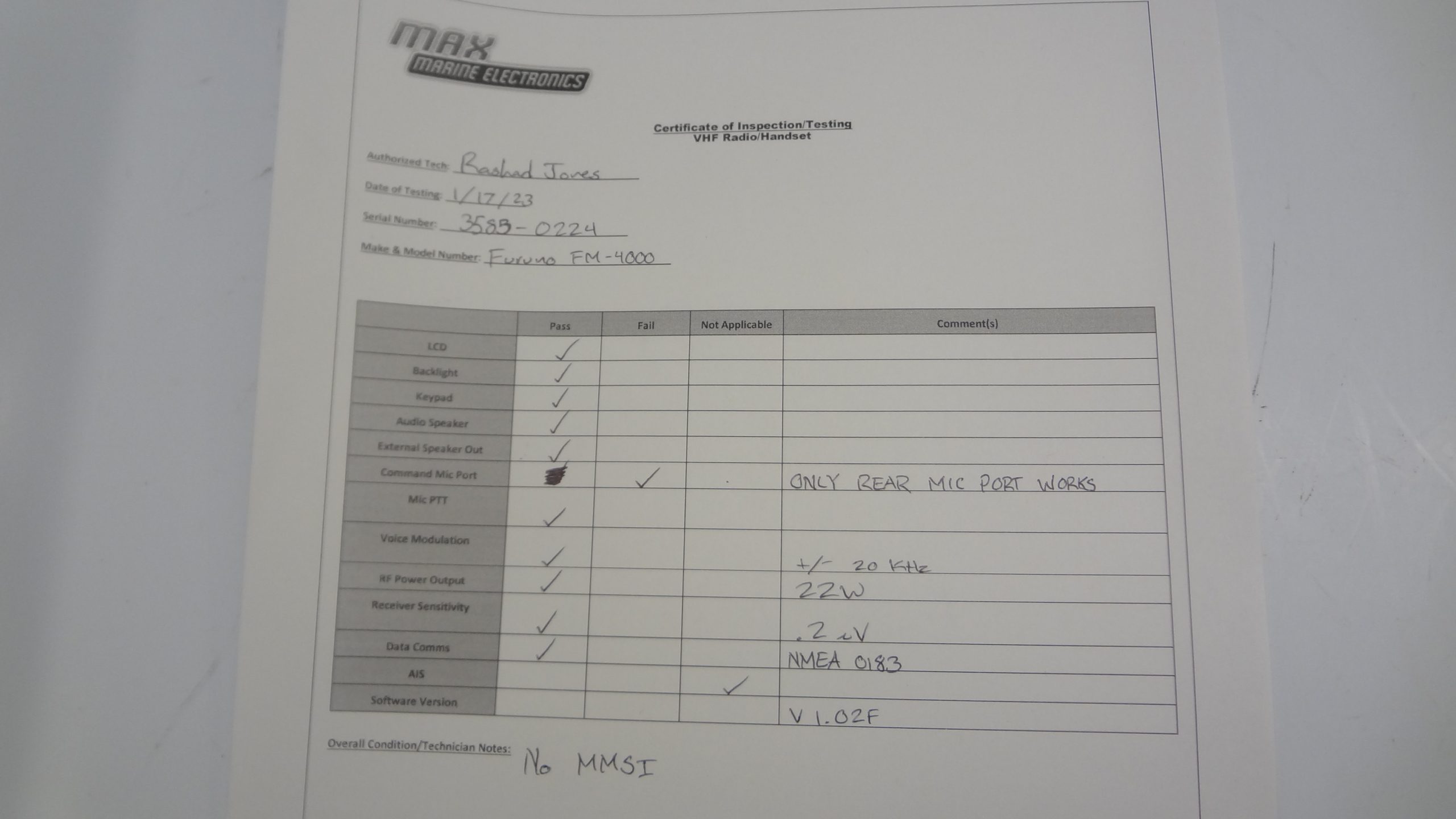 Furuno FM-4000 Submersible Marine VHF Radiotelephone Transceiver w ...