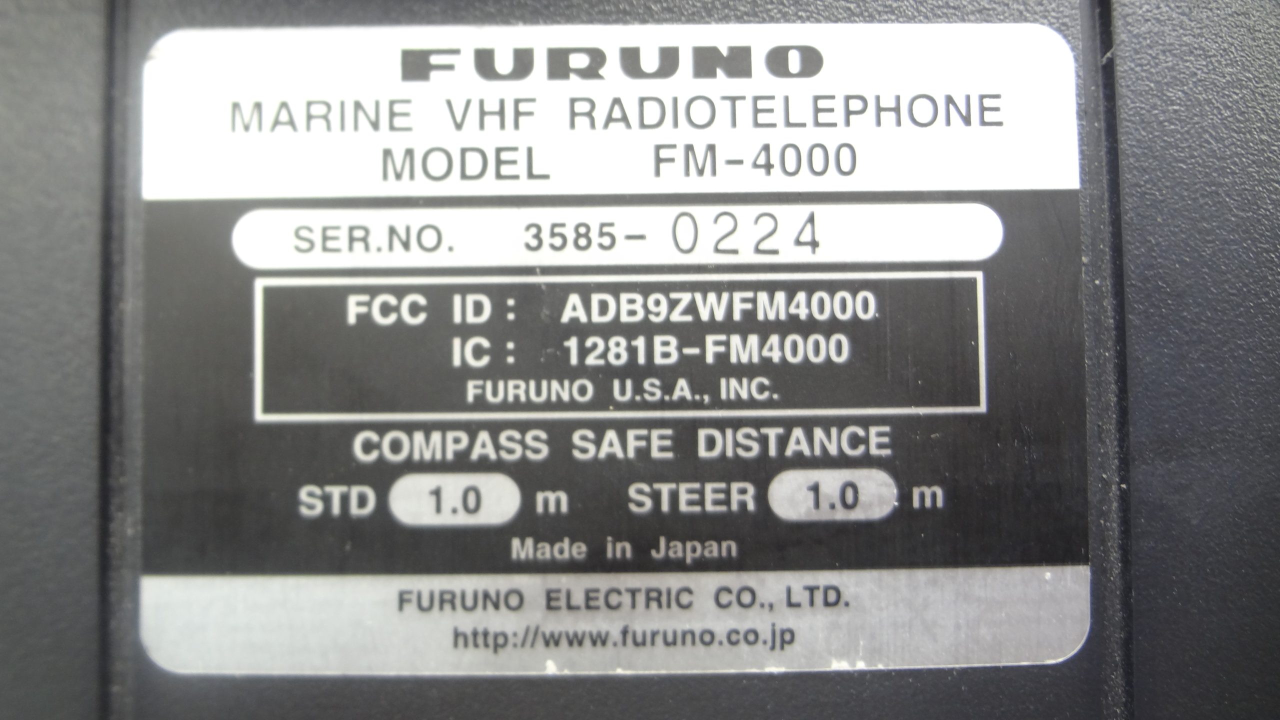 Furuno FM-4000 Submersible Marine VHF Radiotelephone Transceiver w ...