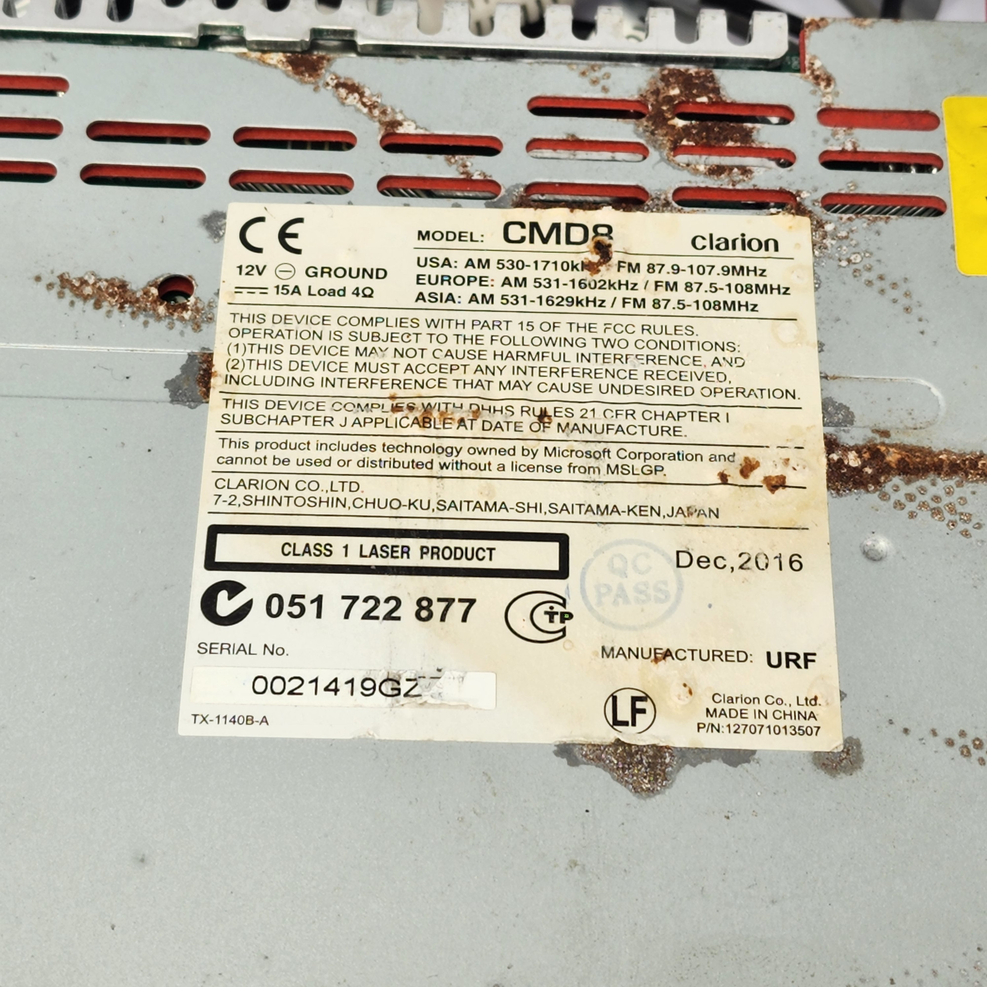 Clarion - CMD8 Marine CD/MP3/USB Receiver - FOR PARTS/NOT WORKING -Free Shipping - Max Marine ...