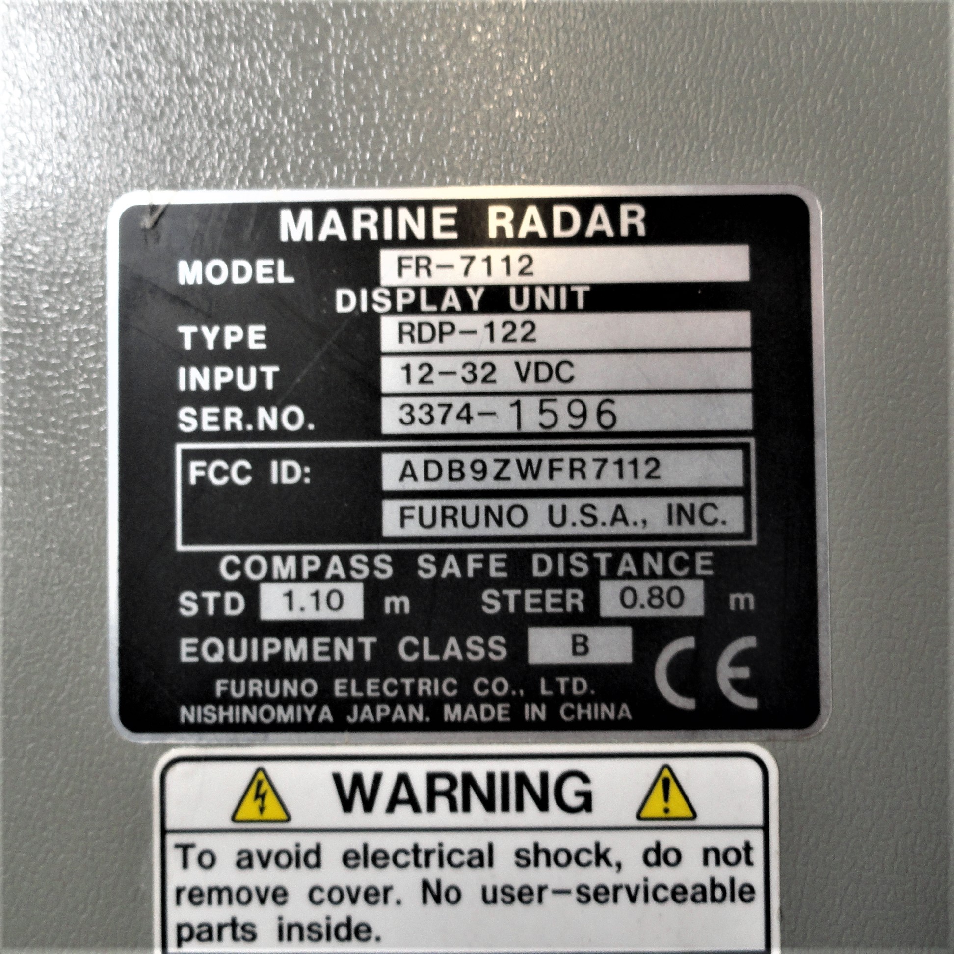 Furuno FR-7112 / RDP-122 12" CRT Radar Display *Tested* - Max Marine ...