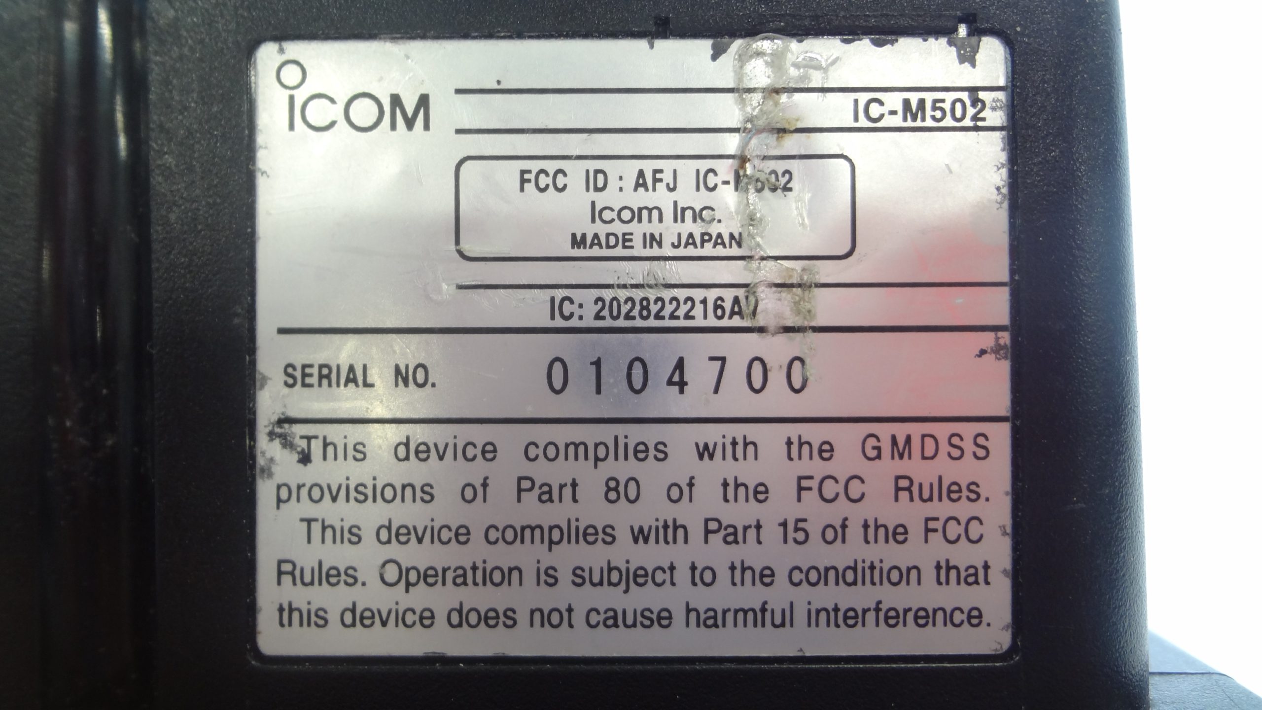 Icom IC-M502 Marine Two-Way VHF Radio Transceiver Unit W/Icom HM-126B ...
