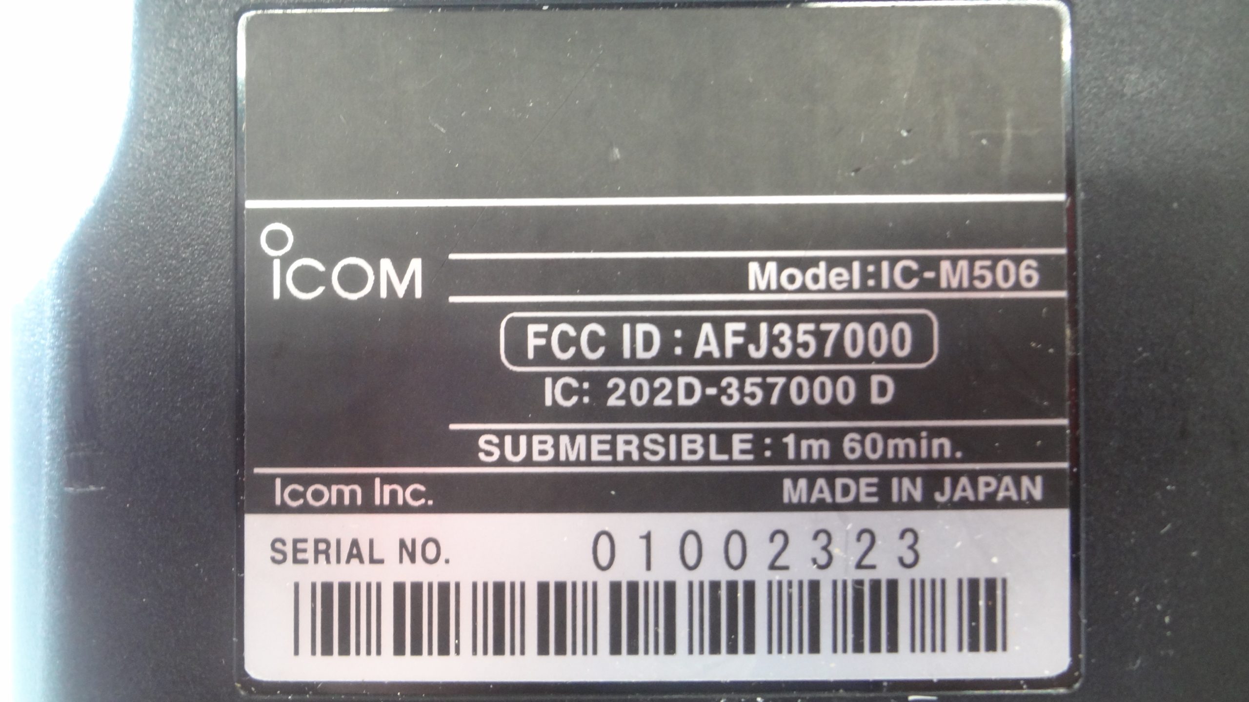Icom IC-M506 Submersible Marine VHF Radio Transceiver Unit N2K + HM ...