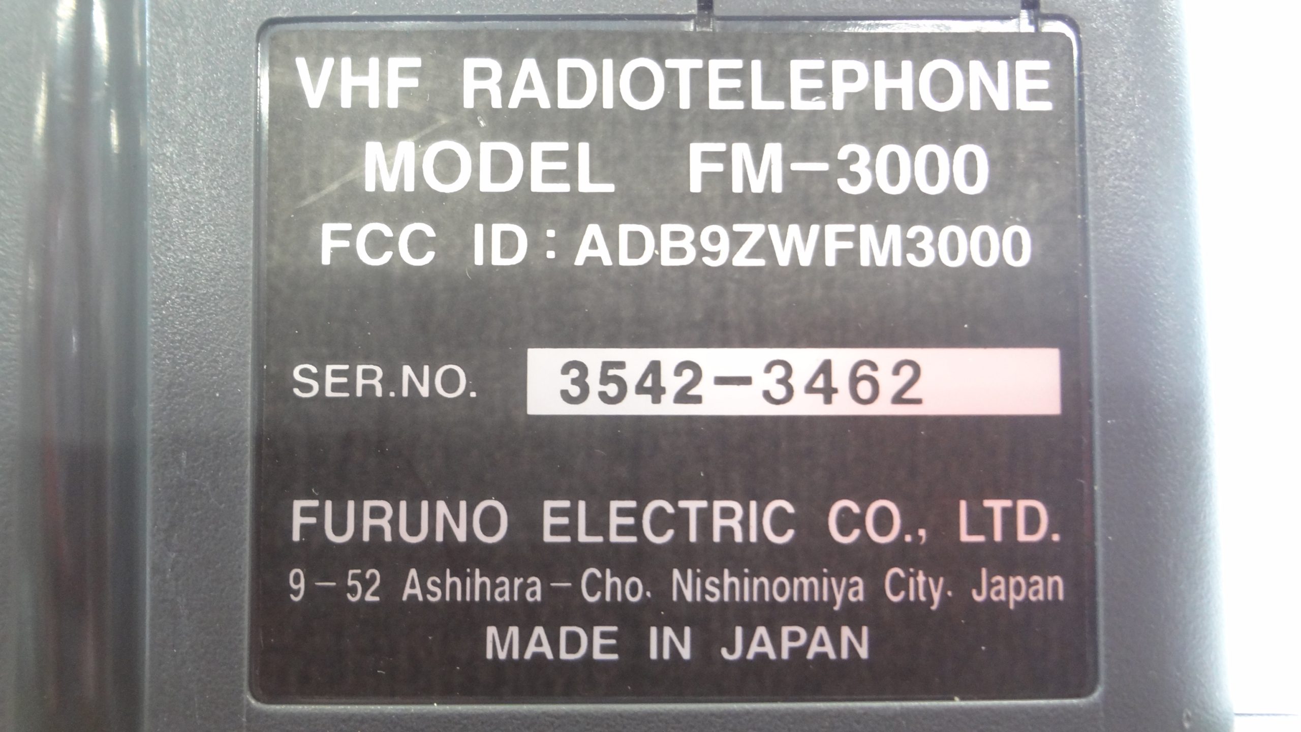 FURUNO FM-3000 Marine Commercial VHF RadioTelephone Transceiver w/ Mic ...