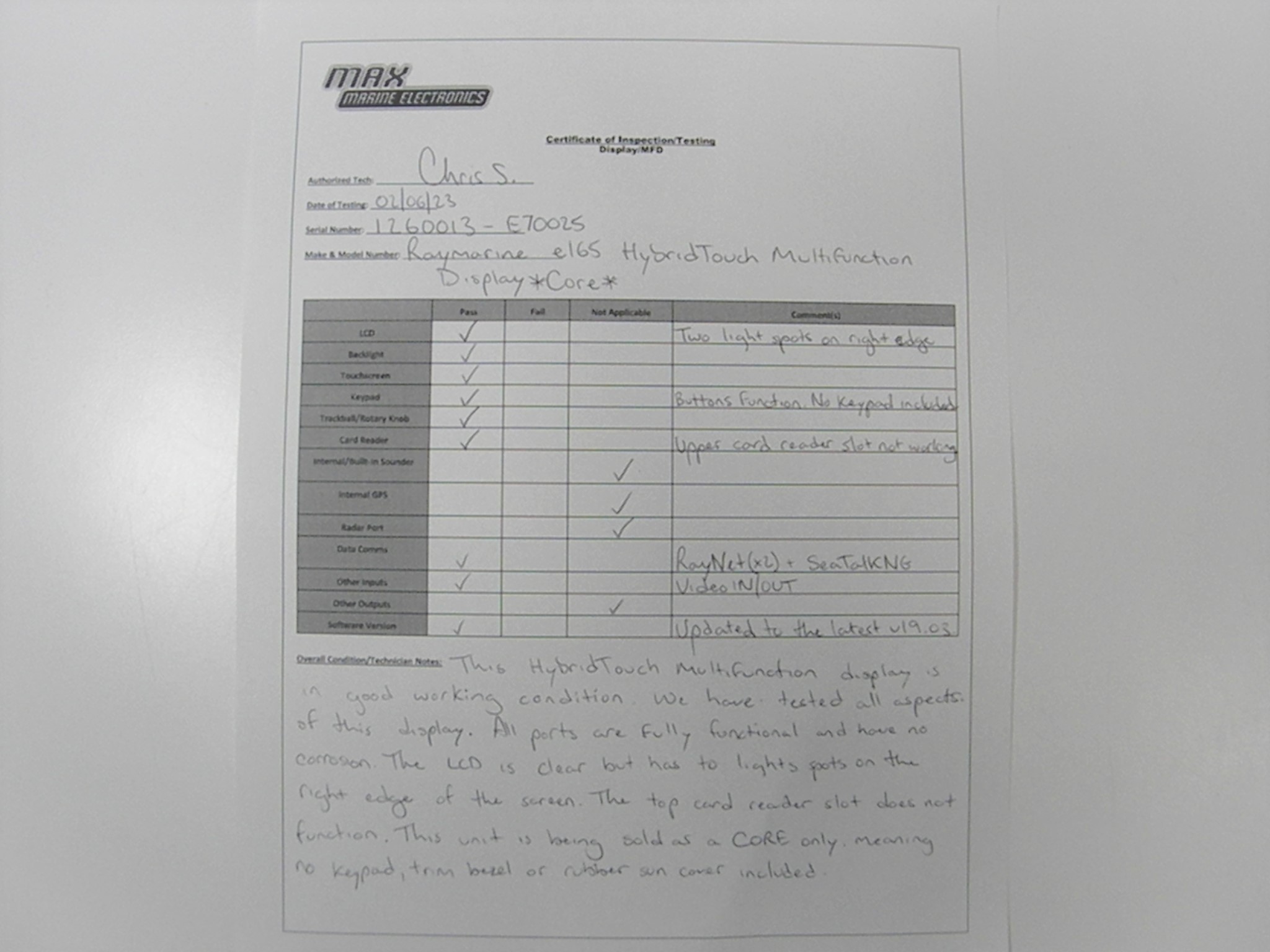 Raymarine e165 15.4" HybridTouch MFD w/ Sun Cover E70025 *READ DESCR ...