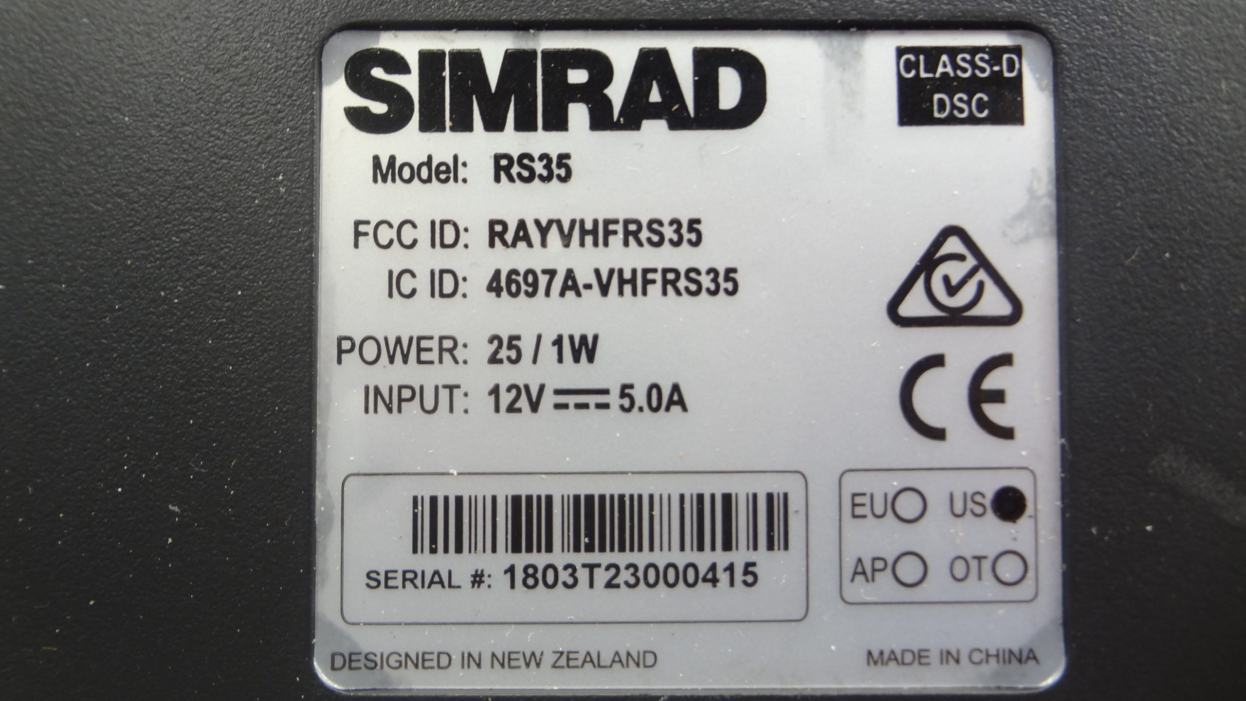 Simrad RS35 Submersible Marine VHF Radio Transceiver Unit with Hand Mic ...