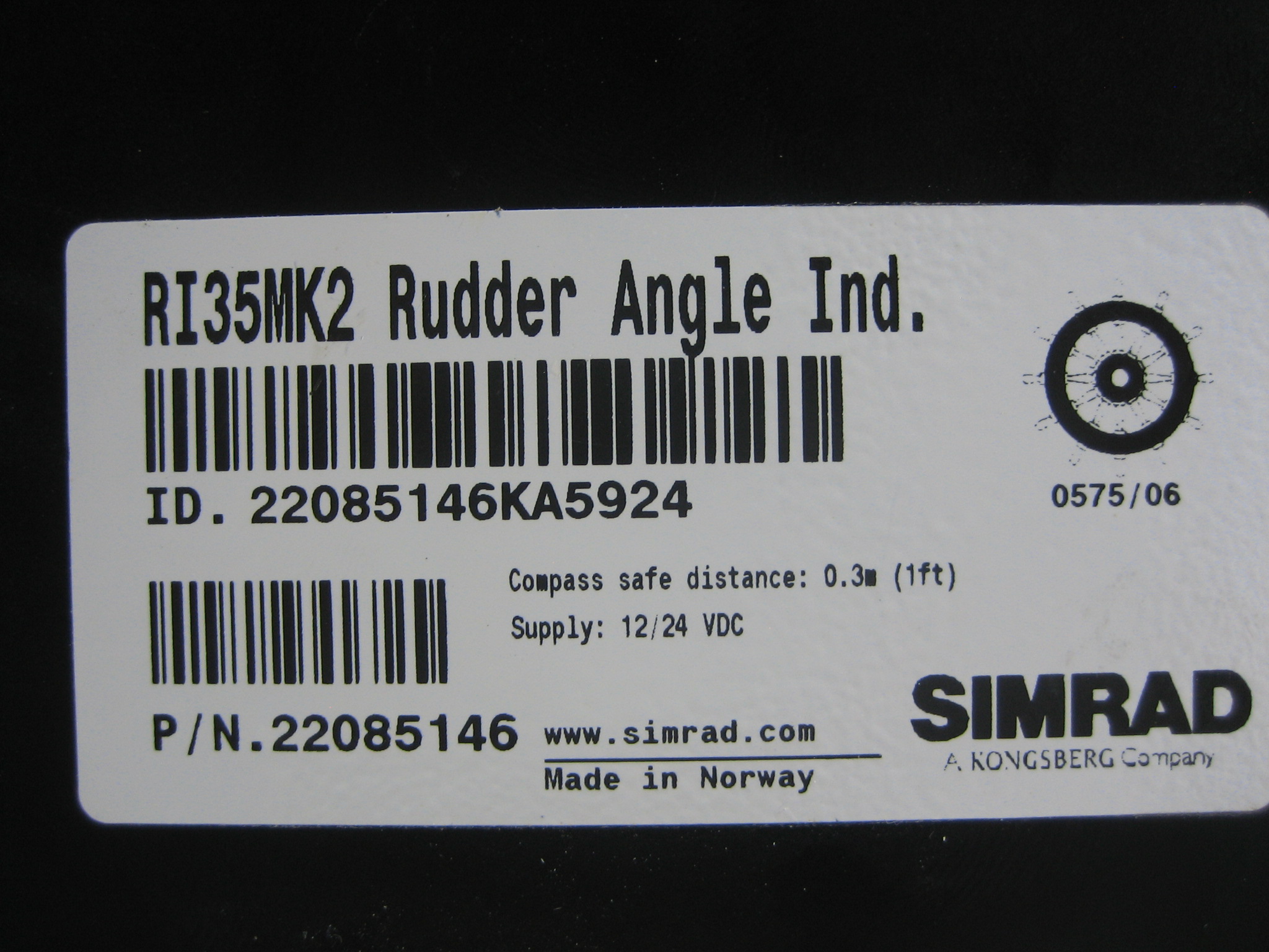 Simrad Robertson - Rudder Indicator RI35 MK2 - 22085146-Tested/90 Day ...