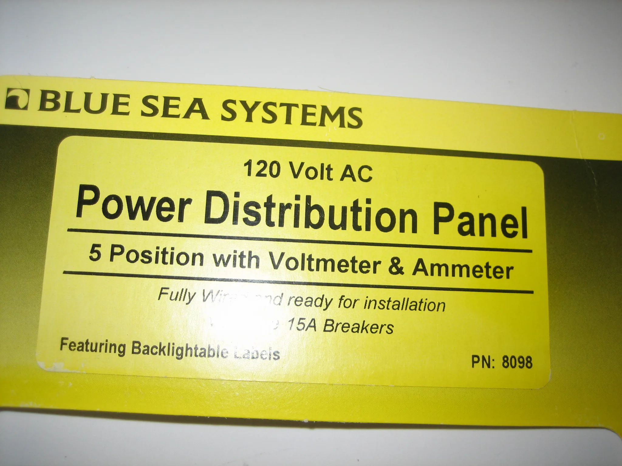 Blue Sea Systems 8098 120V AC Power Distribution Panel 5 Pos Voltmeter ...