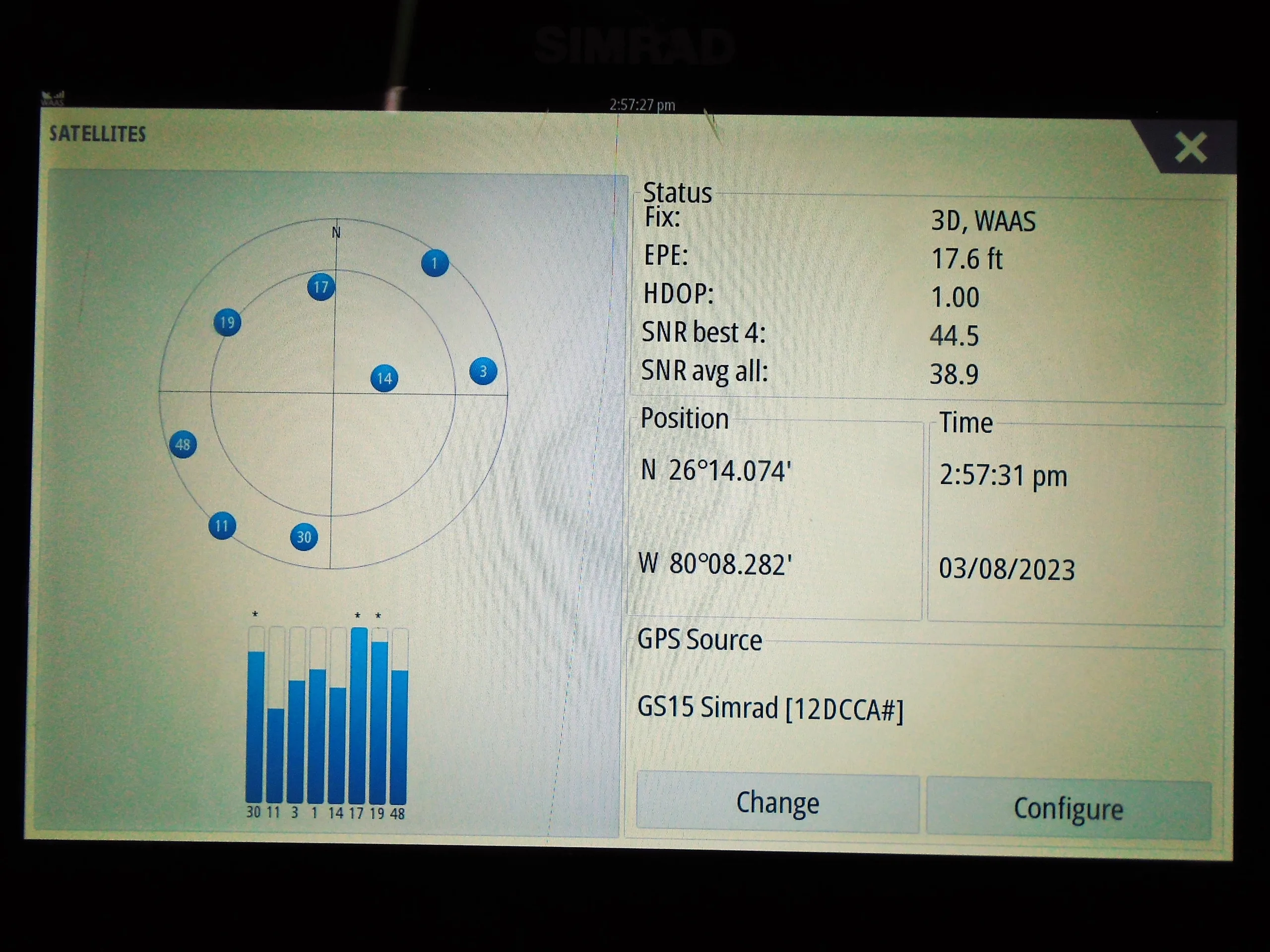 Simrad GS-15 GPS Antenna - NMEA2K 32 Foot Drop Cable - Tested Working ...