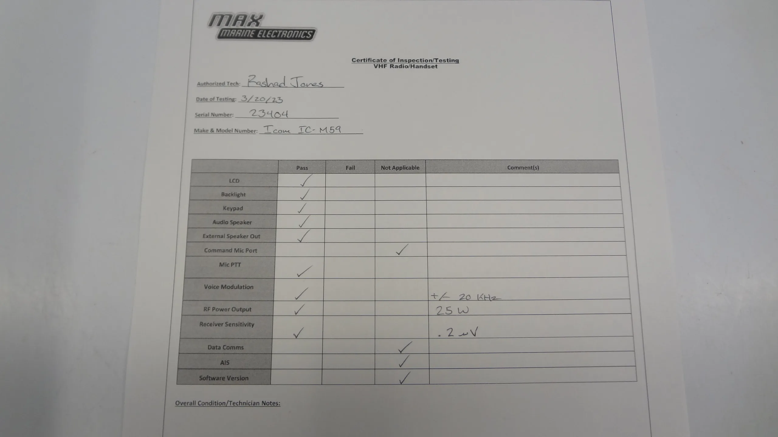 Icom IC-M59 Marine VHF Radio Transceiver Unit w/ HM-107W Hand Mic and ...