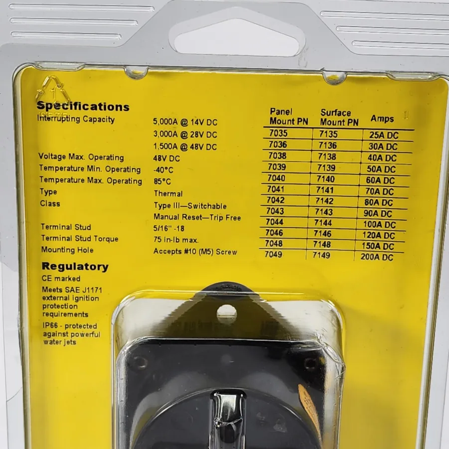 Blue Sea Systems 7048 Bussmann 187 Series Circuit Breaker - Panel Mount ...