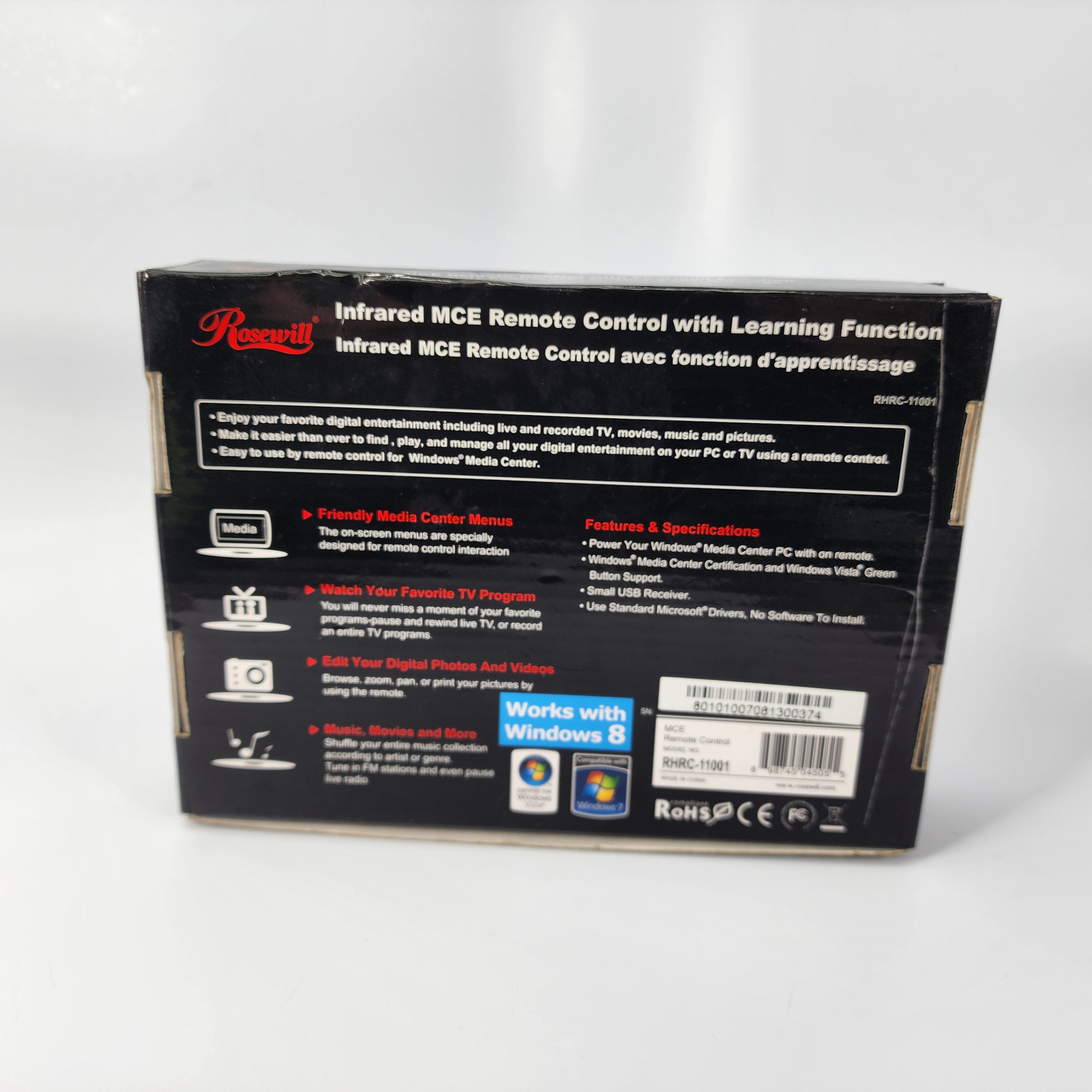 Rosewill RHRC-11001 MCE Infrared Remote Control with Learning Function ...