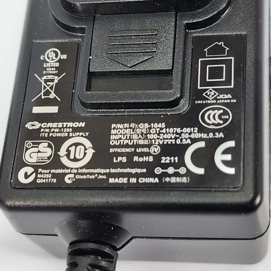 Crestron PW-1205 Wall Mount Power Pack 12VDC 0.5A 2.5mm US/NA - Max ...