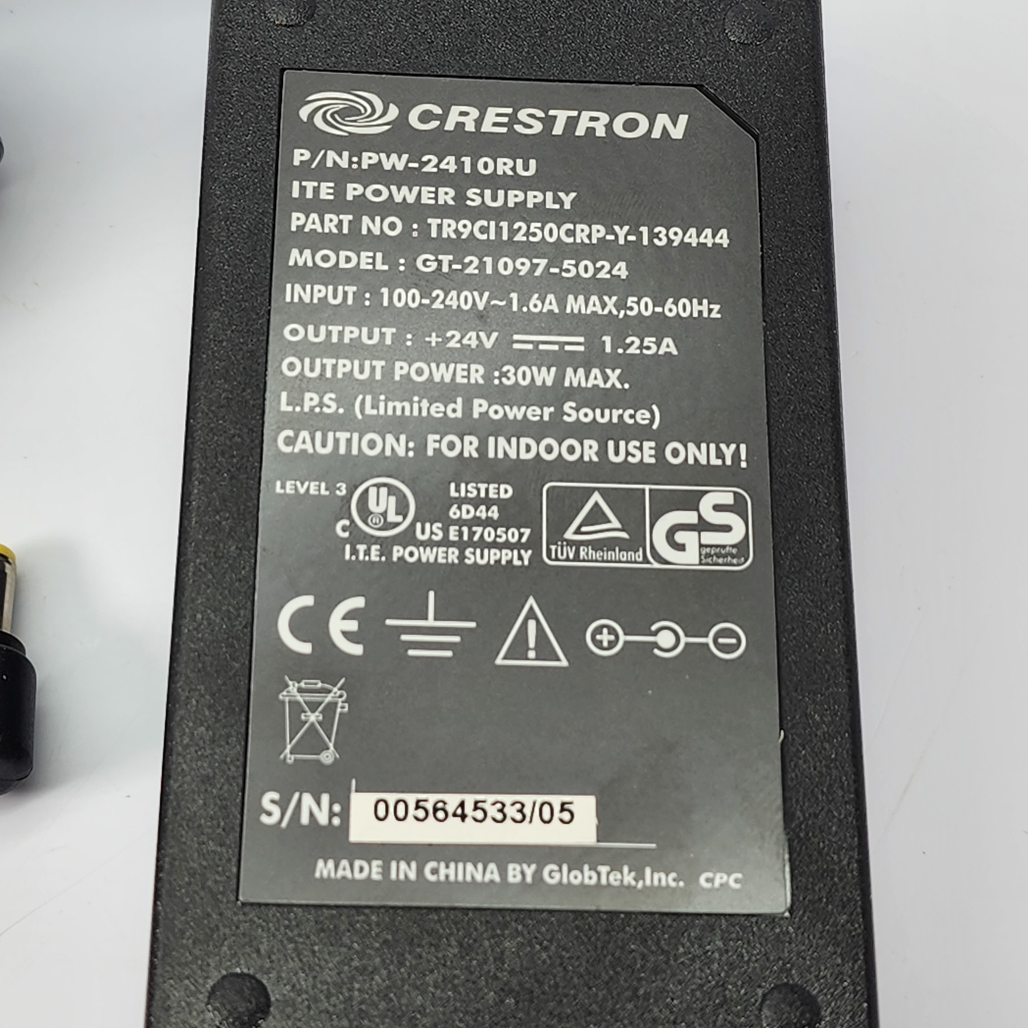 Crestron PW-2410RU Power Pack Desktop 24VDC 1A (25 Watts) Regulated US ...