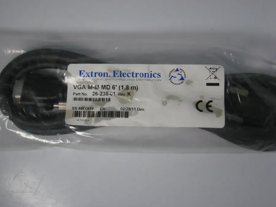 Extron 6Ft VGA M-M MD 26-238-01- Male to Male VGA Cable-New - Max ...