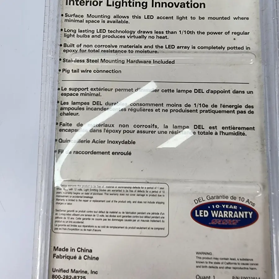 SeaSense 50023814 12V White Water Resistant Interior Light with Built ...
