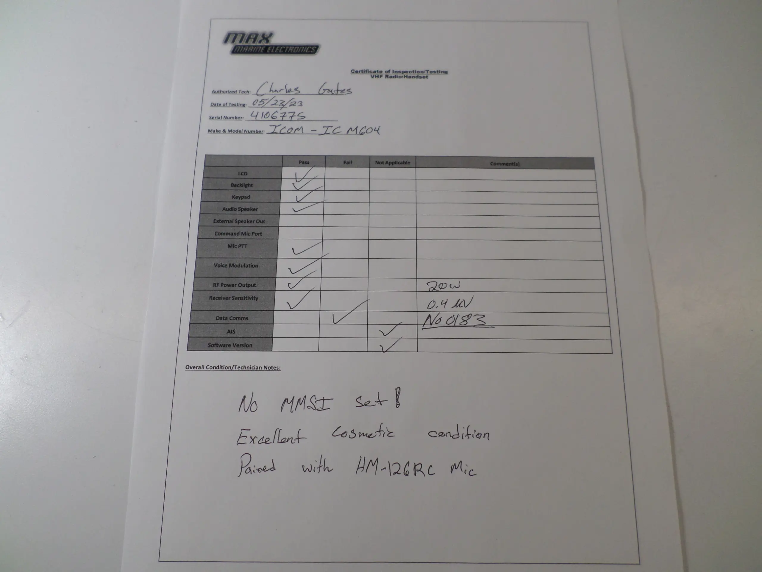 Icom IC-M604 VHF with HM-126 Mic - Fully Tested - No MMSI Set! - Max ...