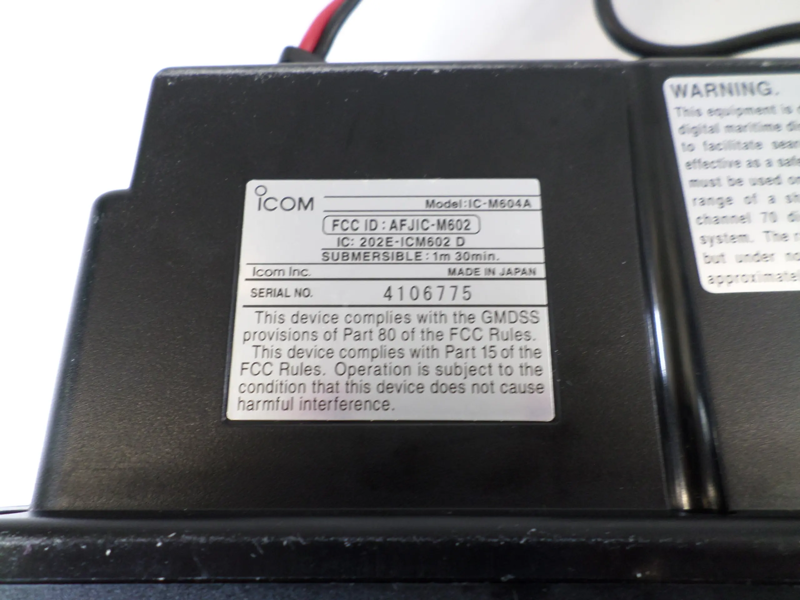 Icom IC-M604 VHF with HM-126 Mic - Fully Tested - No MMSI Set! - Max ...