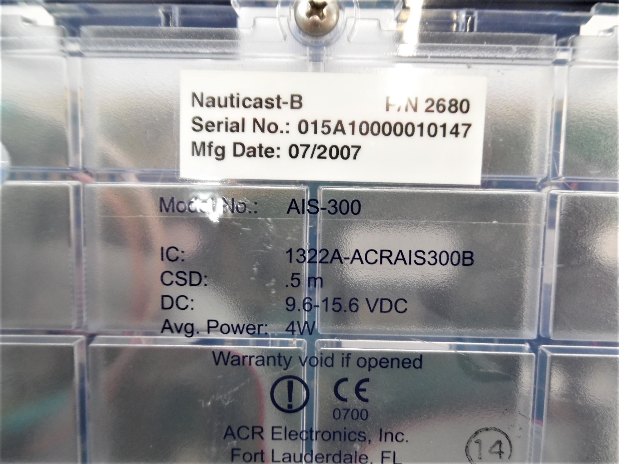ACR Nauticast-B Class B AIS Transponder AIS-300 Tested/Good Cond ...