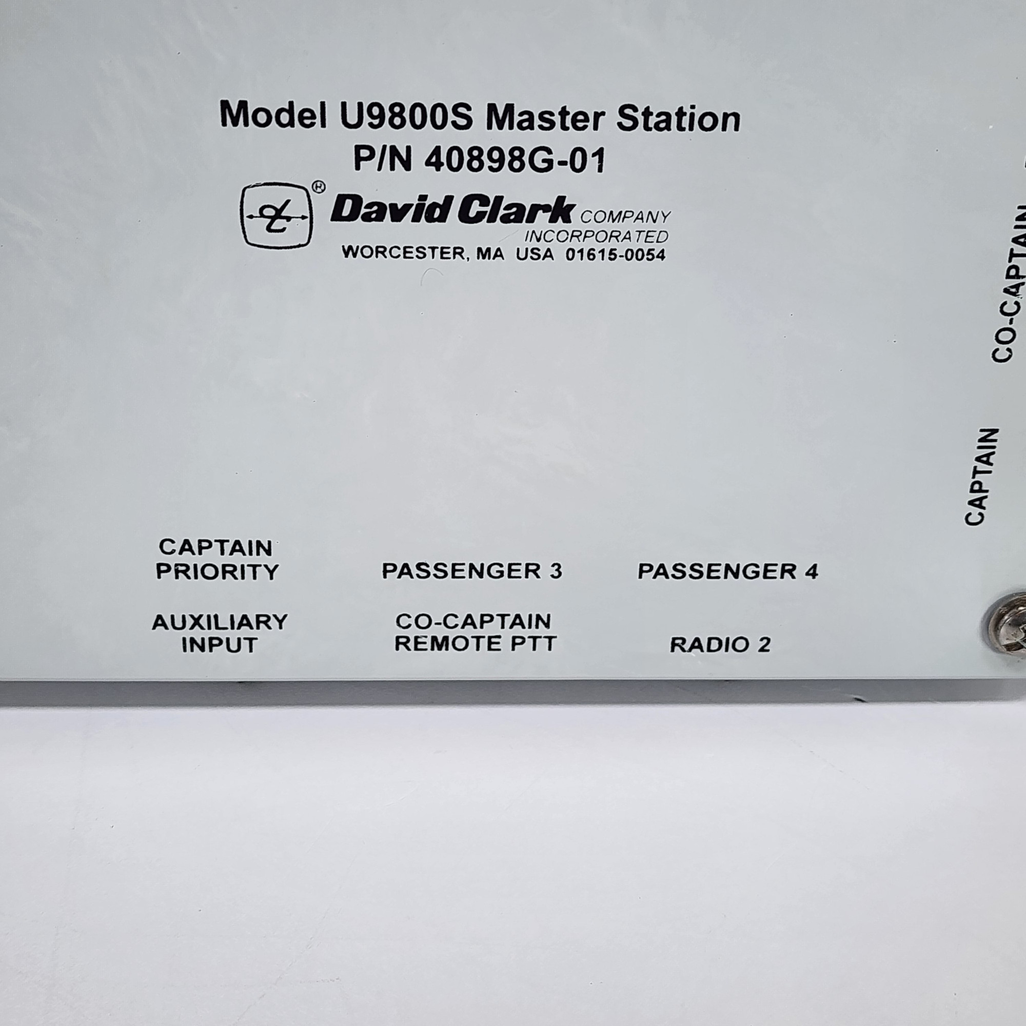David Clark U9800S/40898G-01 Intercom Station with Display & Assorted ...