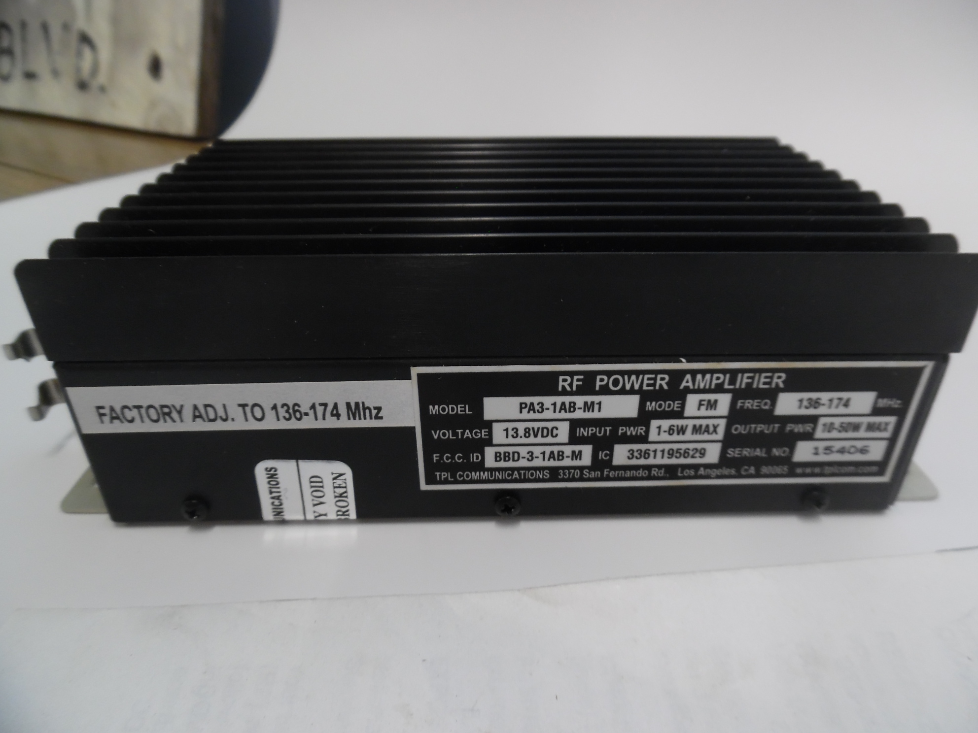 TPL Communication RF FM VHF Amplifer 10-50w - 136-174 MHz - PA3-1AB-M1 ...