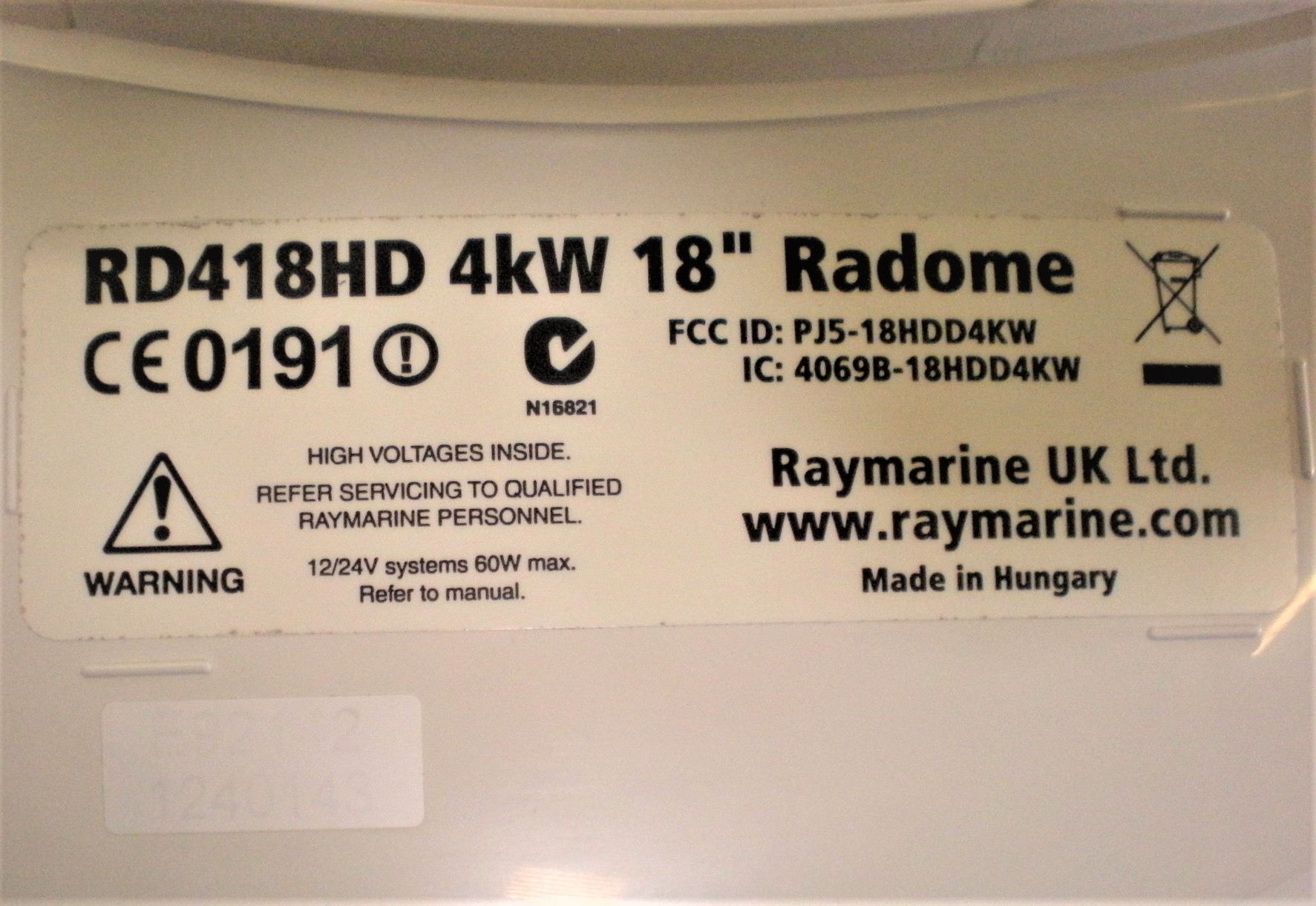 Raymarine RD418HD 4kw 18” Digital Radome with 10m Cable – Good ...